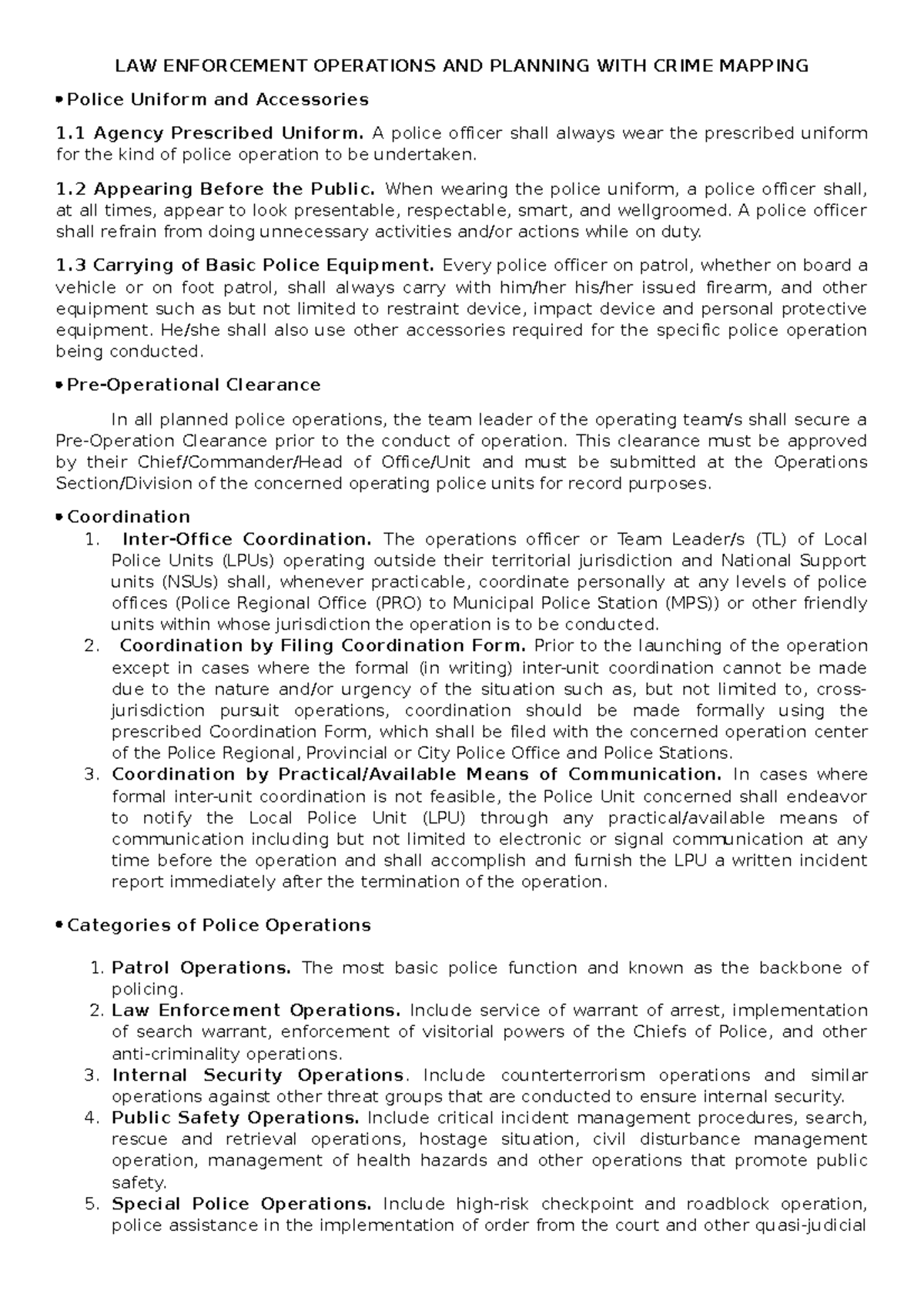 LEA 4 Prelim - Reviewer Glad to help 😊 - LAW ENFORCEMENT OPERATIONS AND ...