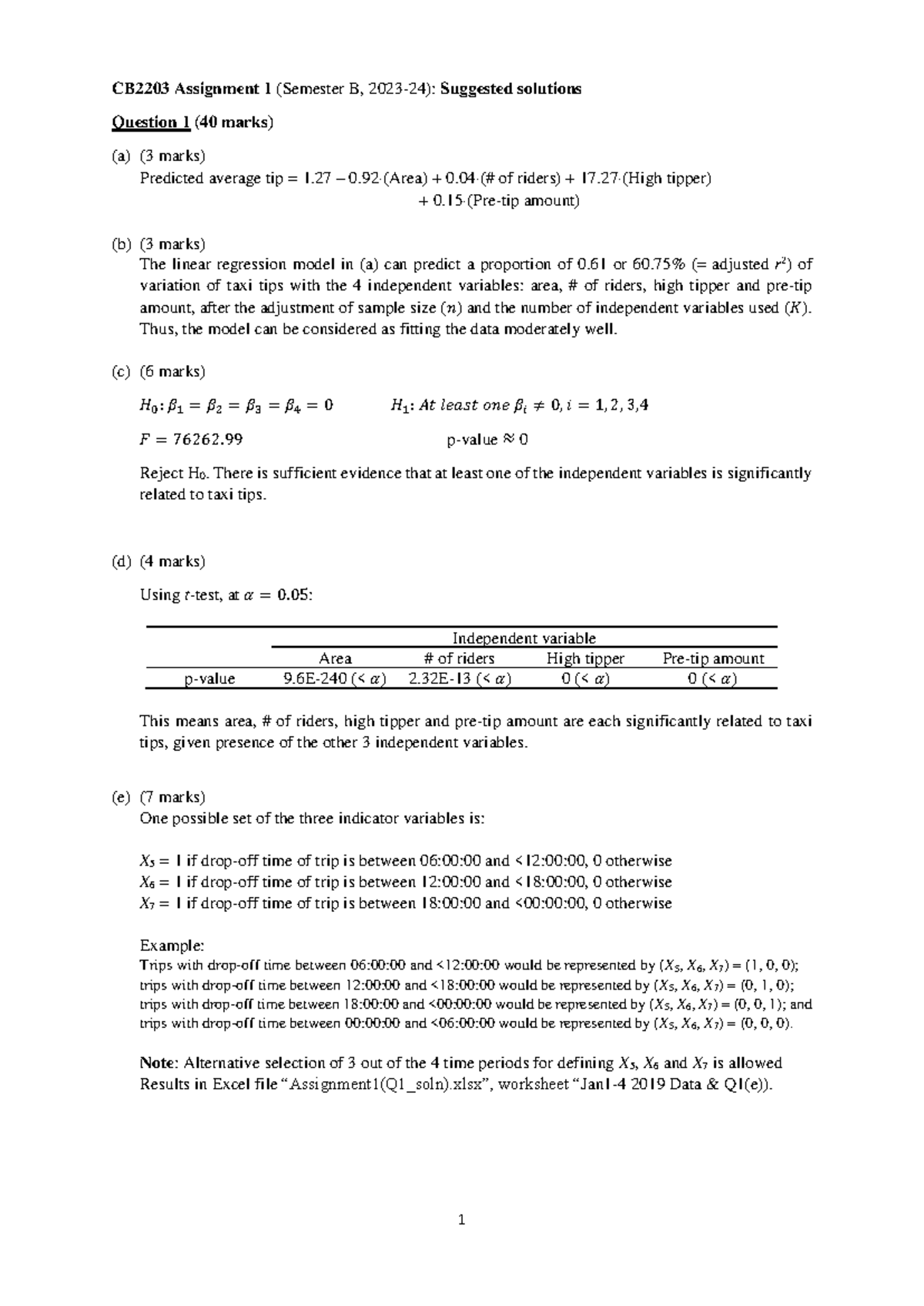 Assignment Solution 1 Cb2203 Assignment 1 Semester B 2023 24 Suggested Solutions Question