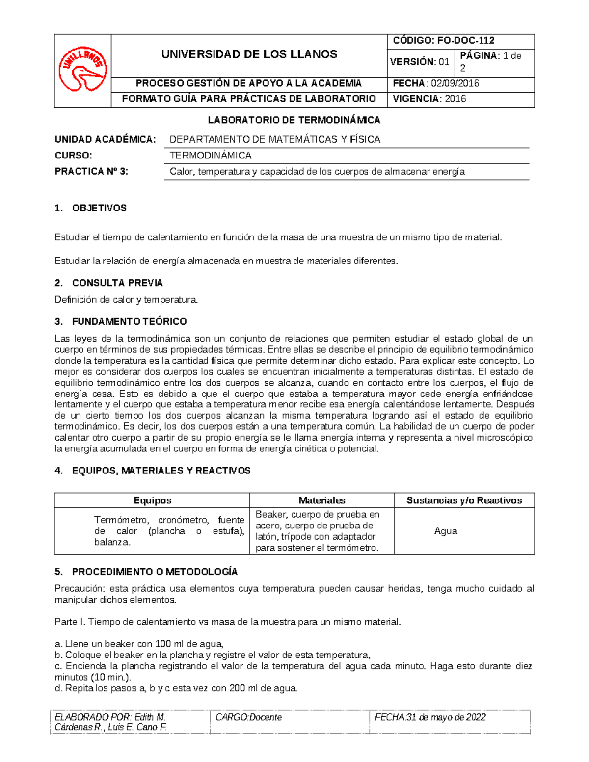 3 FO-DOC-112 Formato GUIA PARA Practicas DE Laboratorio capacidad de los cuerpos de almacenar ...