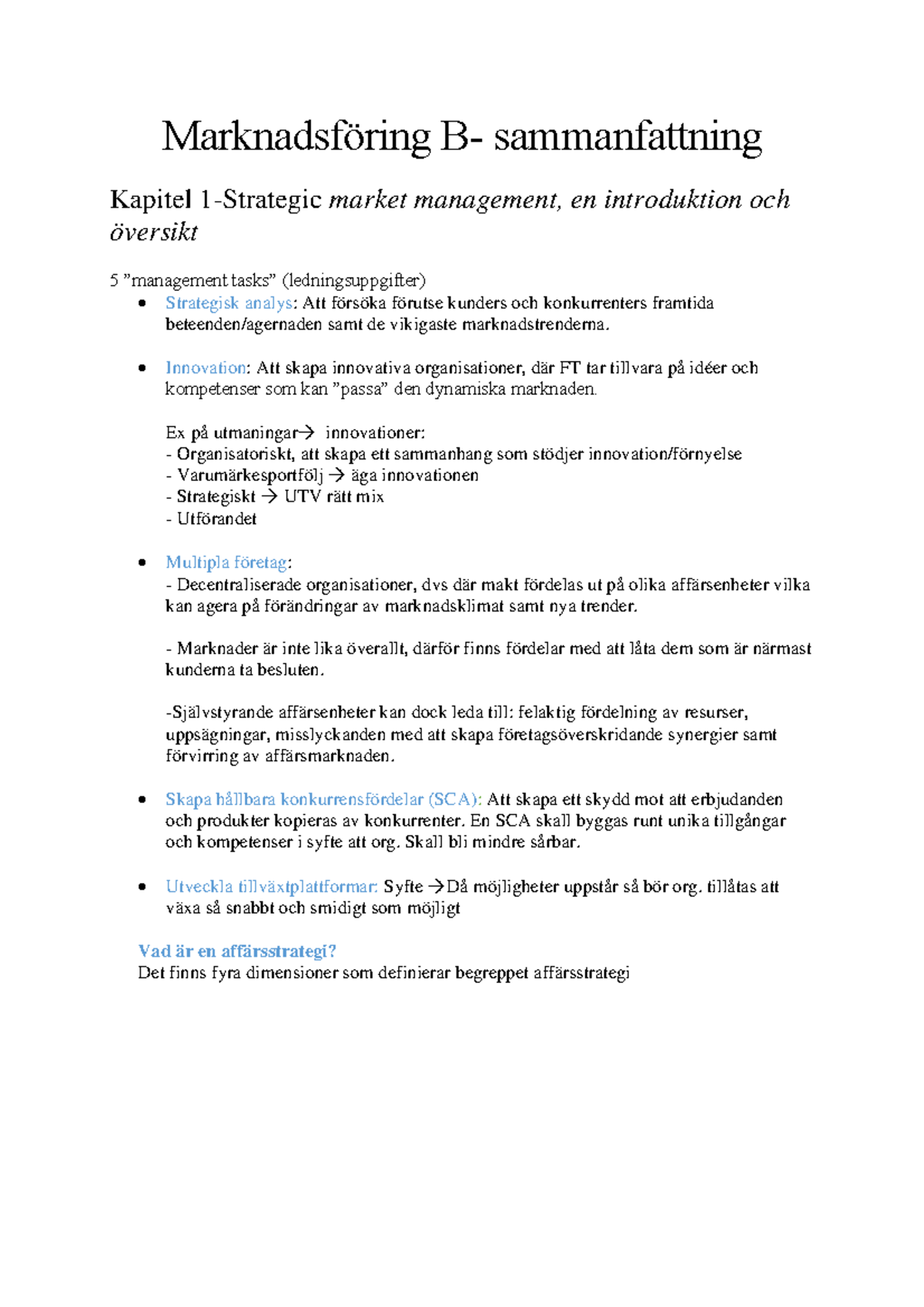 Marknadsföring B, sammanfattning - Warning: TT: undefined function: 32 Warning: TT: undefined ...