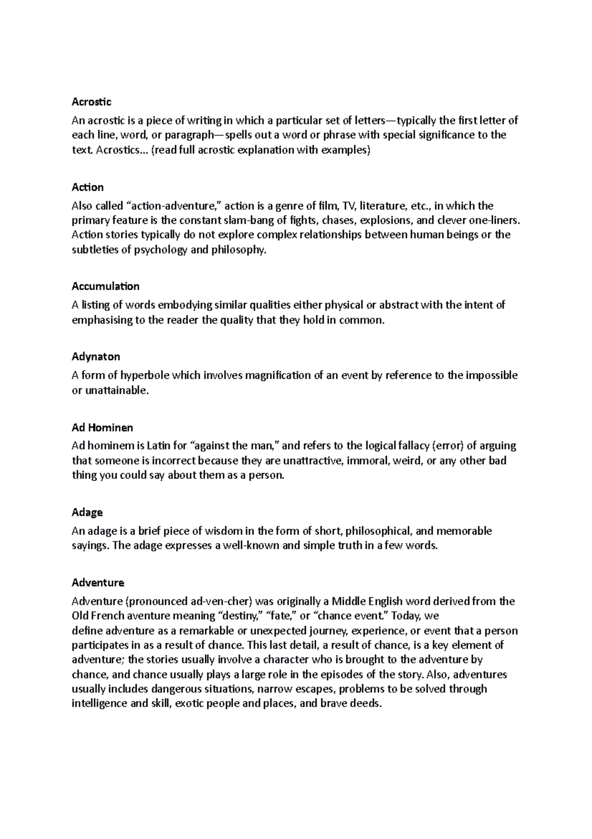 E N G L I S H T E C H N I Q U E S - Alphabetized techniques. - Acrostic ...