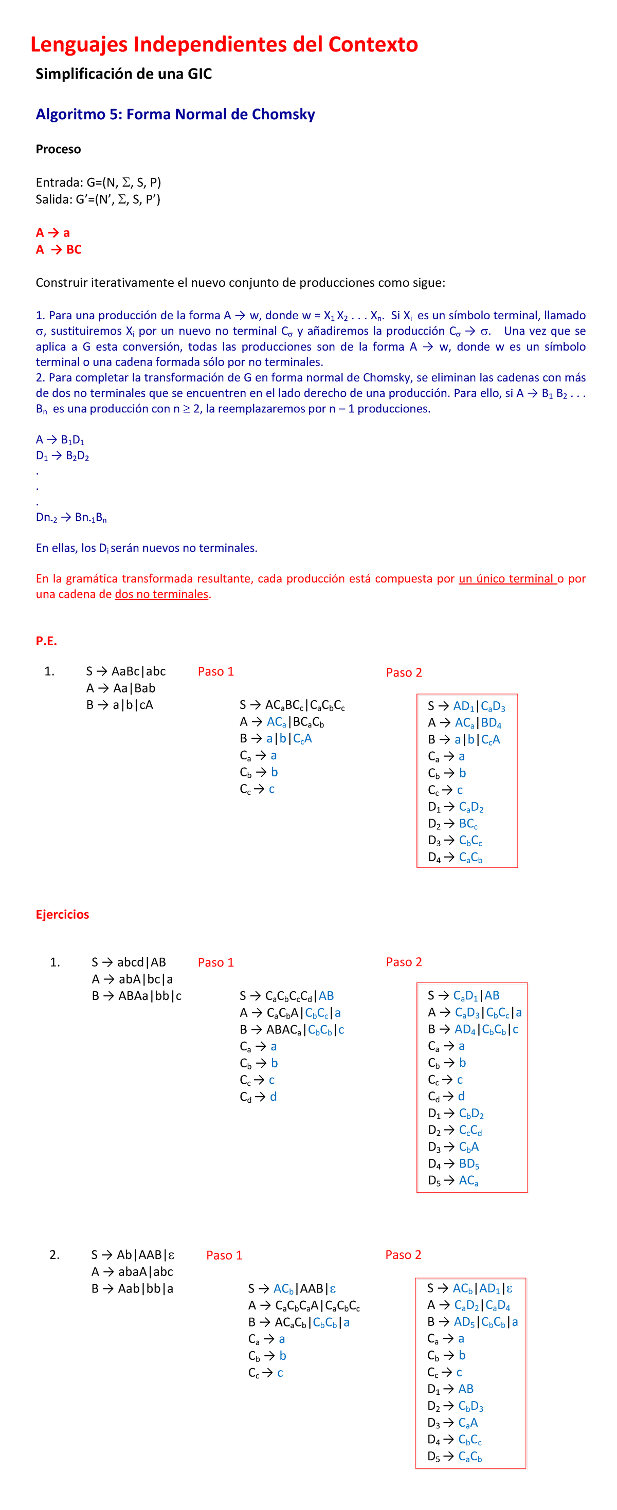 4 - jklbh - Simplificación de una GIC Algoritmo 5: Forma Normal de ...