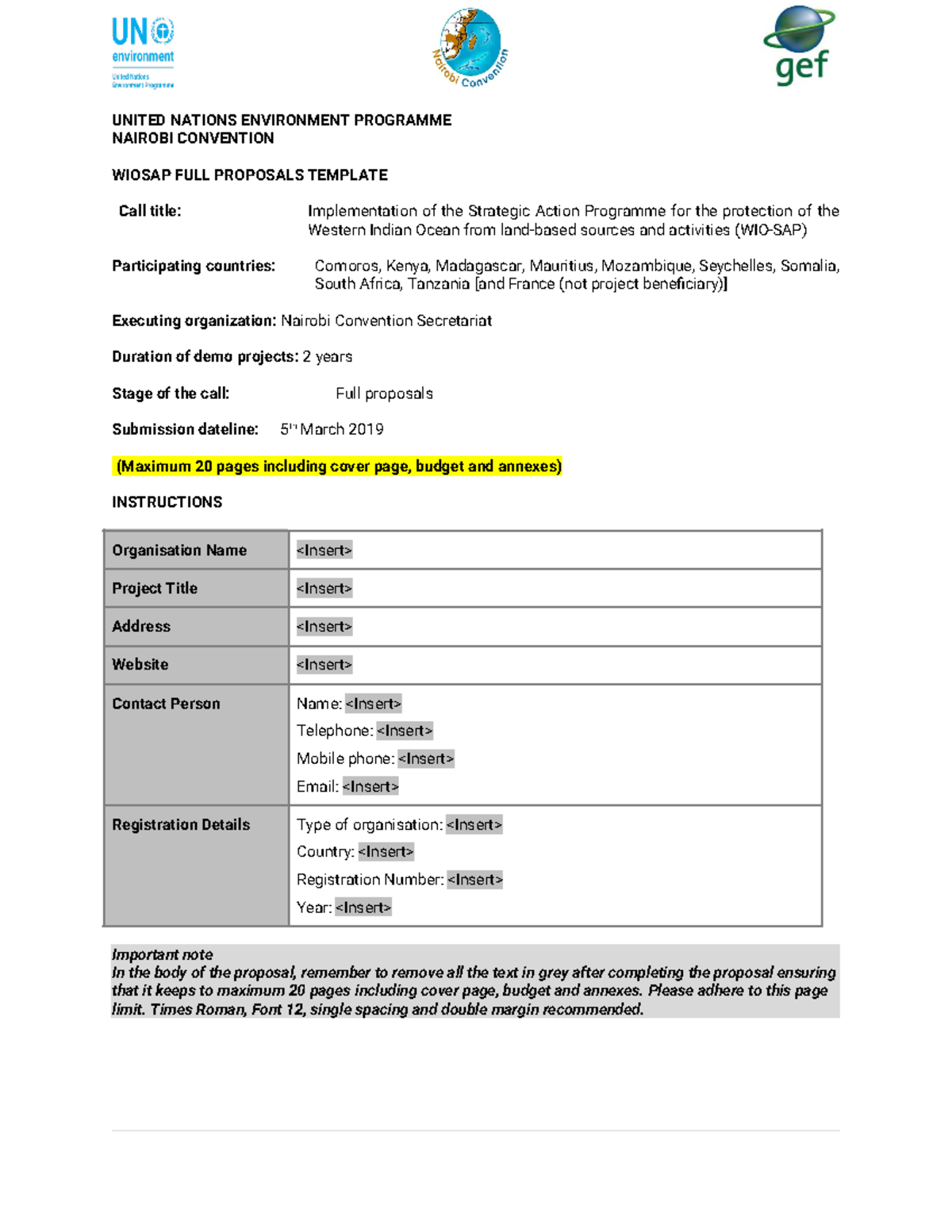 Wiosap Full Proposal Template - UNITED NATIONS ENVIRONMENT PROGRAMME ...