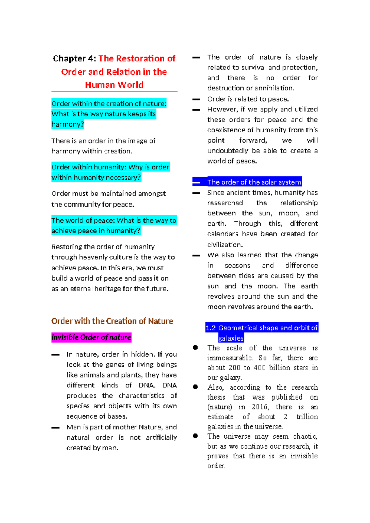 GEE- lesson 4 - Chapter 4: The Restoration of Order and Relation in the ...