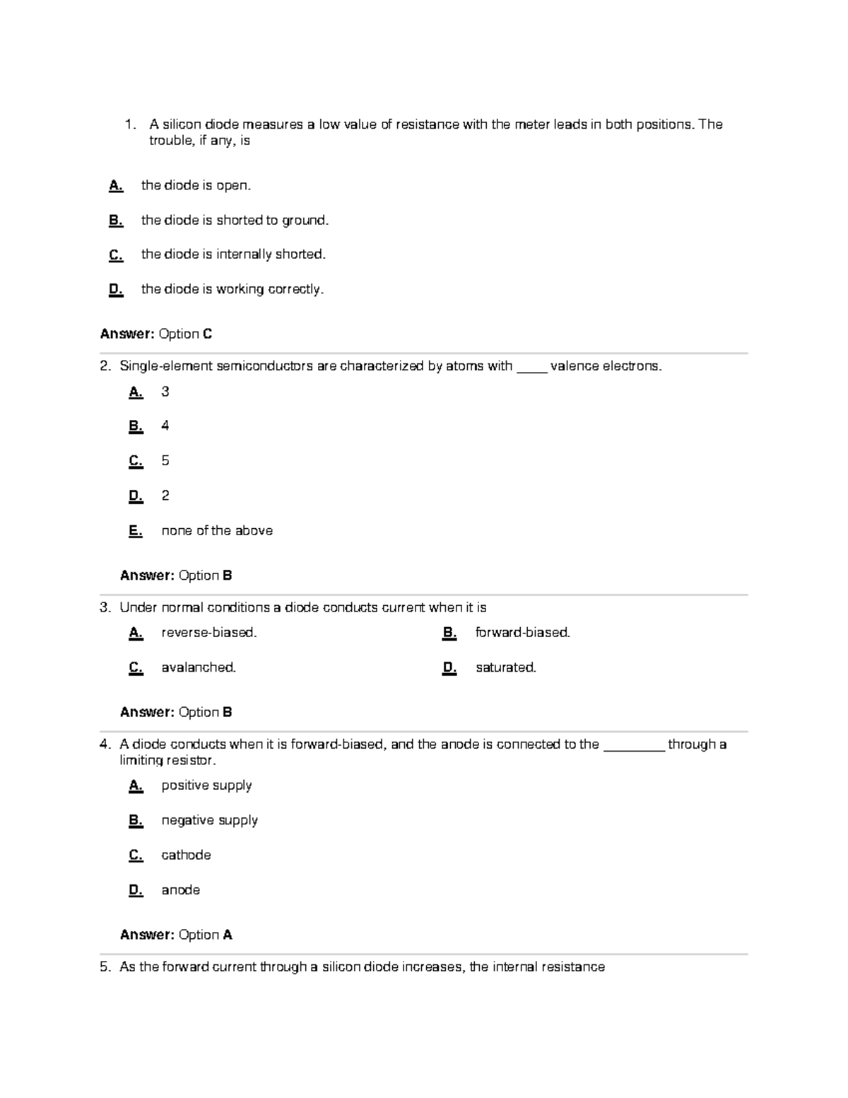ECE technicalquestion question - A silicon diode measures a low value ...