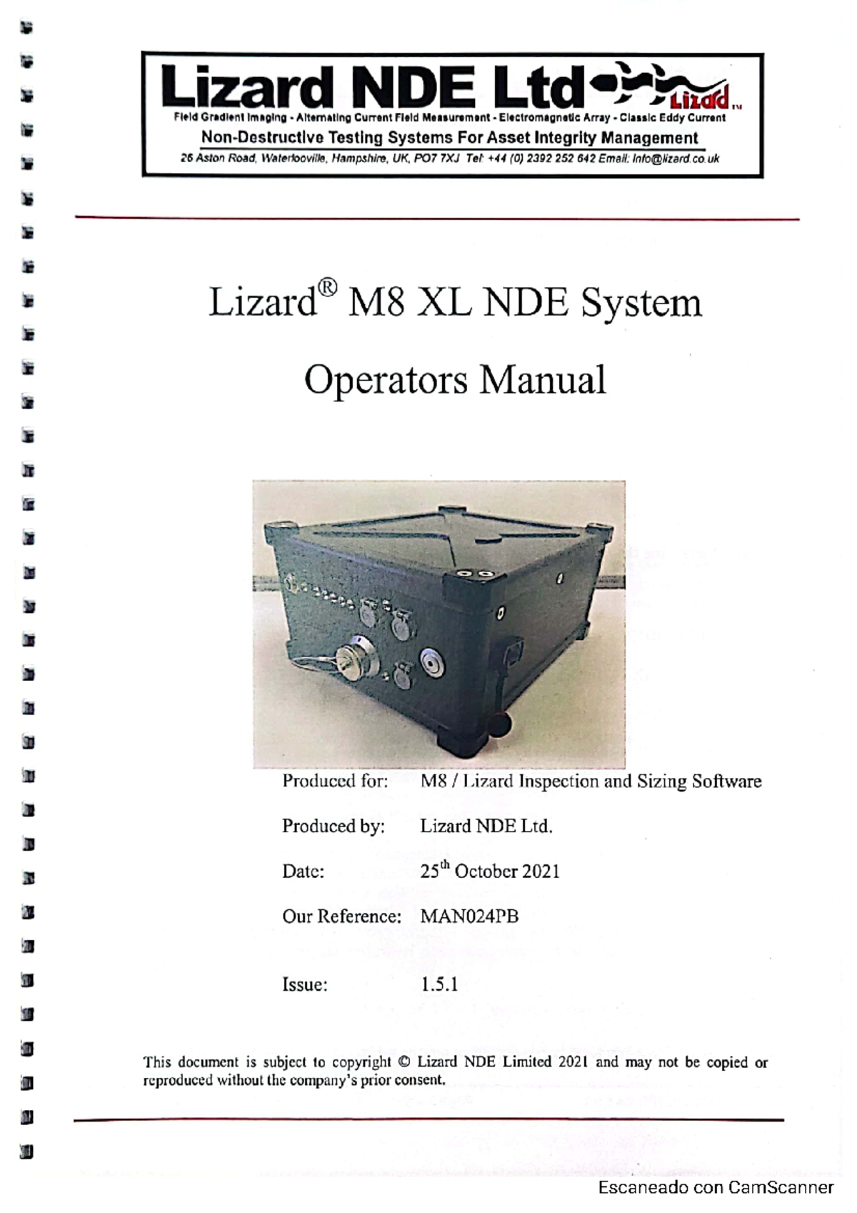 Manual ACFM Lizard - sfsss - Lizard NDE Ltd Lizard TM Field Gradient ...