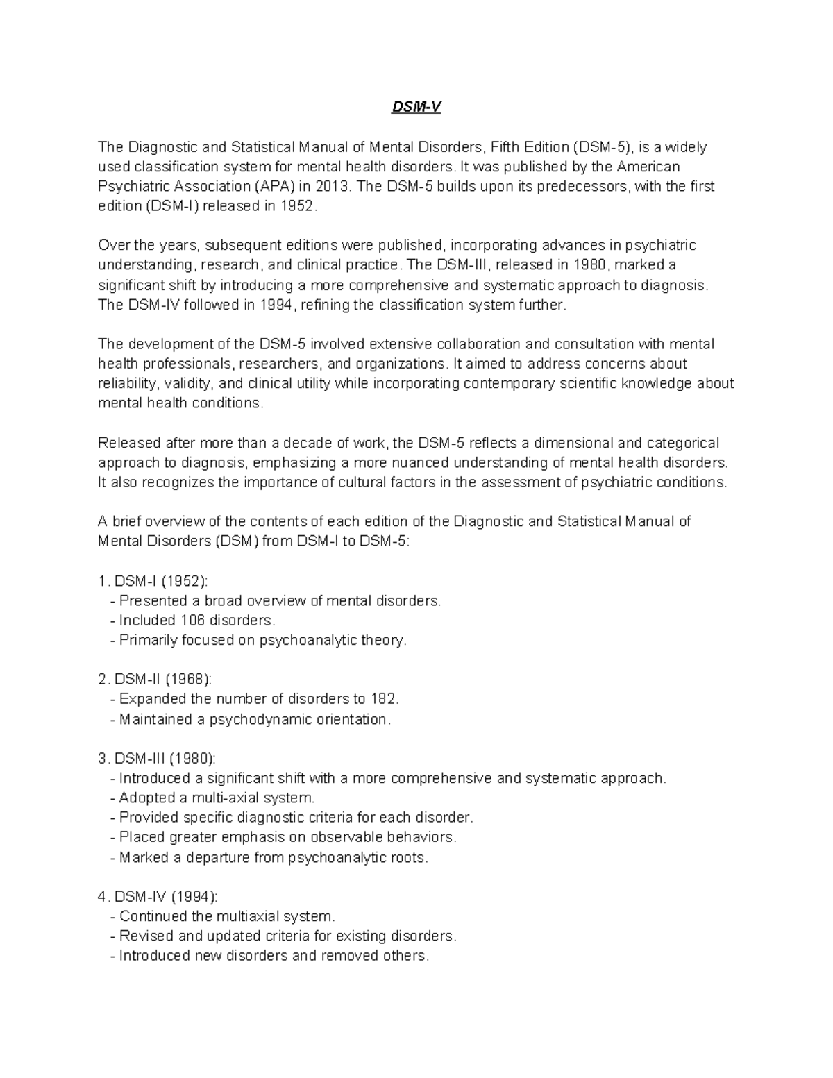 DSM-V - .()5&5 - DSM-V The Diagnostic and Statistical Manual of Mental ...