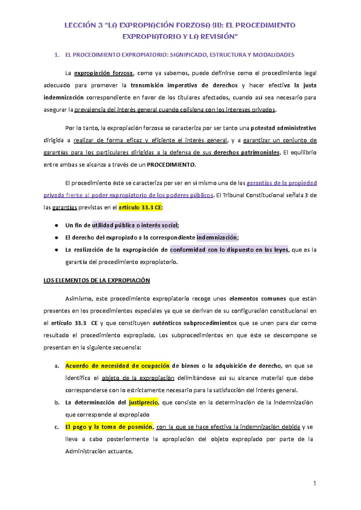 LeccióN 3 “LA ExpropiacióN Forzosa (II) EL Procedimiento Expropiatorio ...