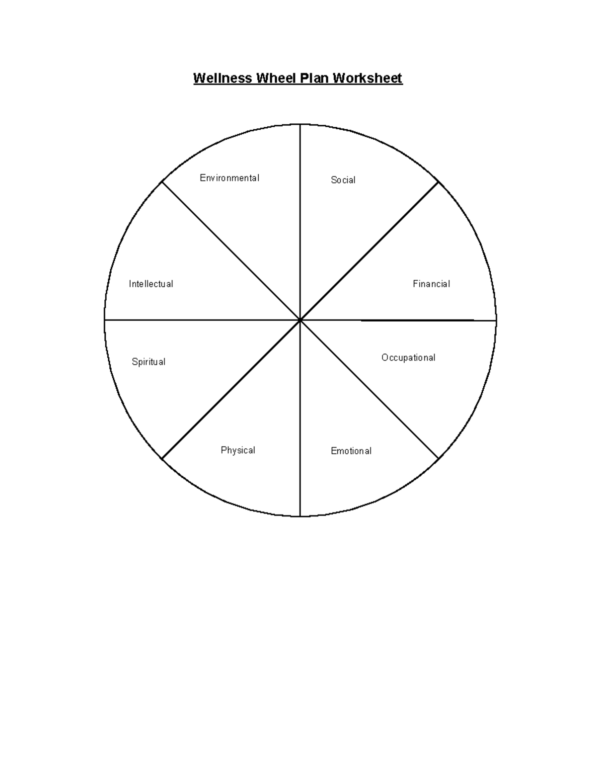 Wellness Wheel Plan Worksheet - Wellness Wheel Plan Worksheet ...