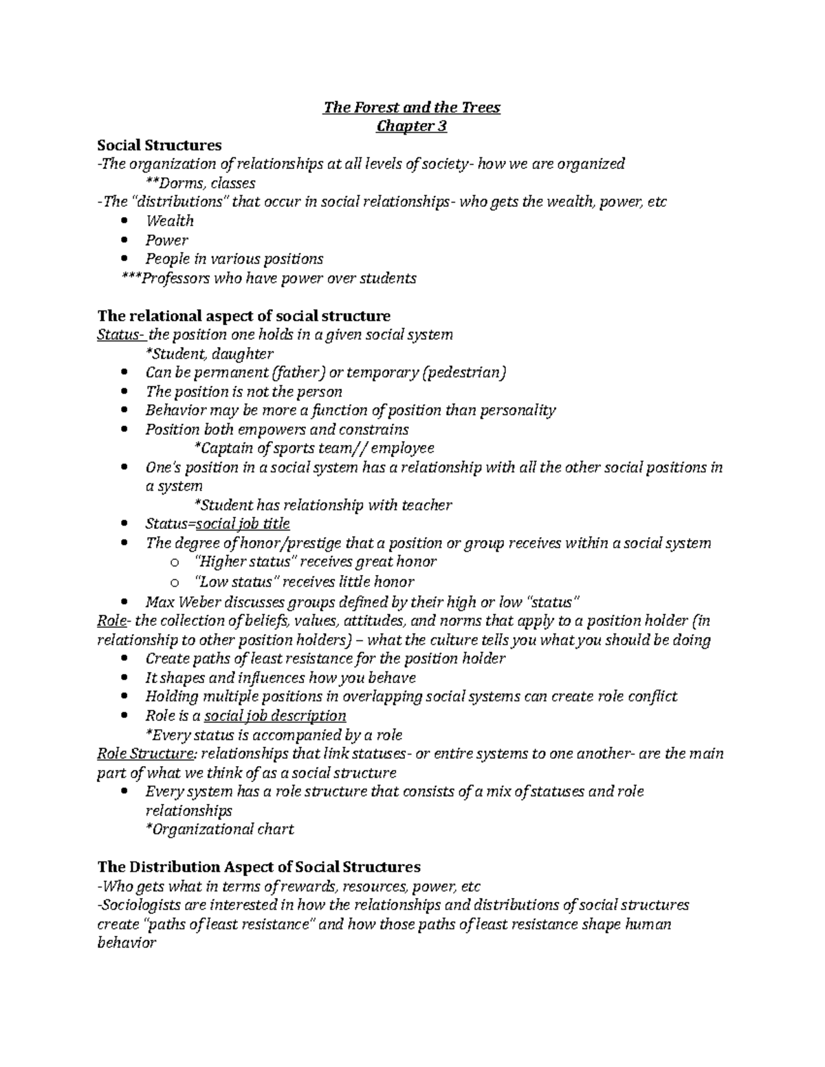 Chapter 3 - Lecture notes 3 - The Forest and the Trees Chapter 3 Social ...