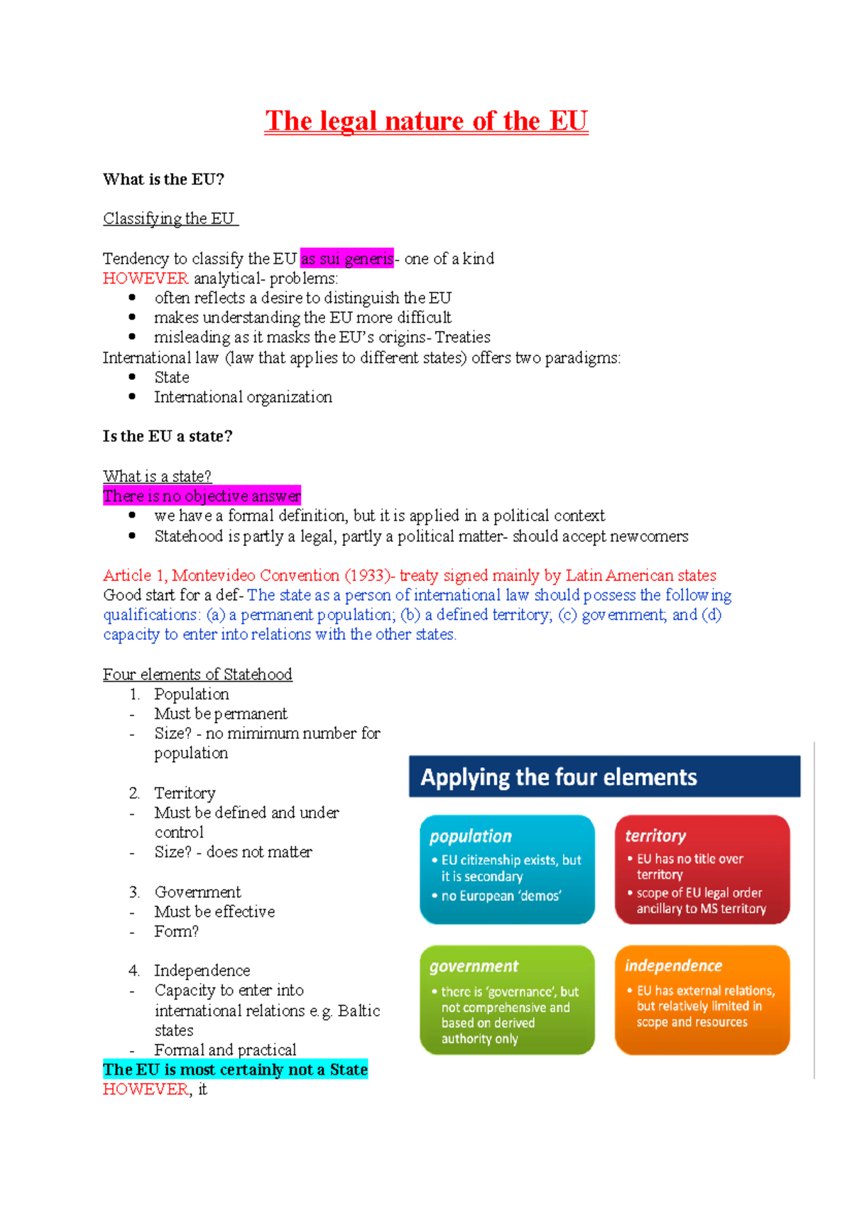 T1 W2- The legal nature of the EU - The legal nature of the EU What is ...