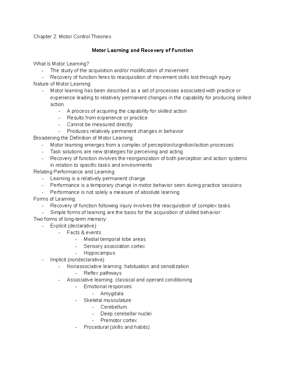 Chapter 2: Motor Control Theories - Chapter 2: Motor Control Theories ...
