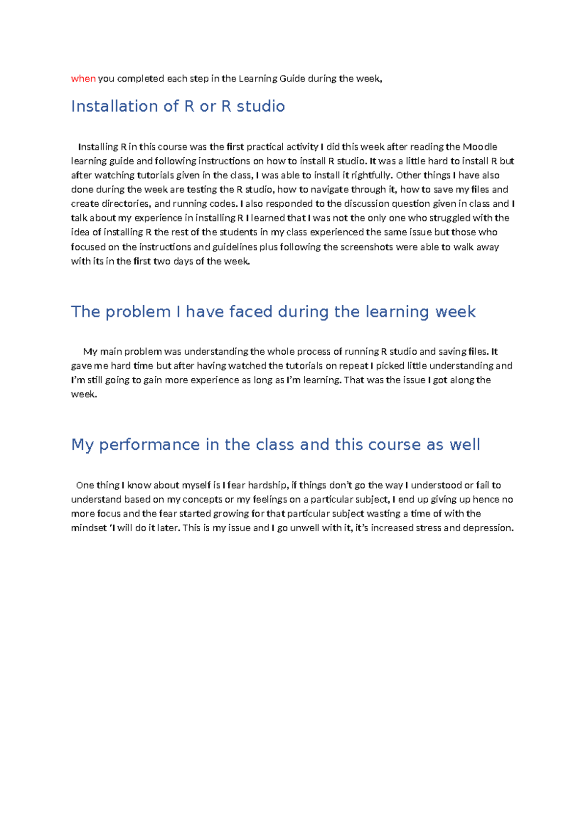 Introsta unit 1 discussion^ - when you completed each step in the ...