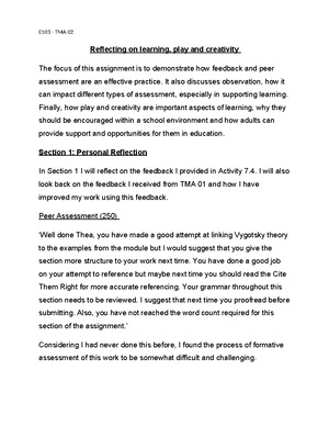 E103 TMA01 ASSIGNMENT - Introduction In this assignment I will be ...