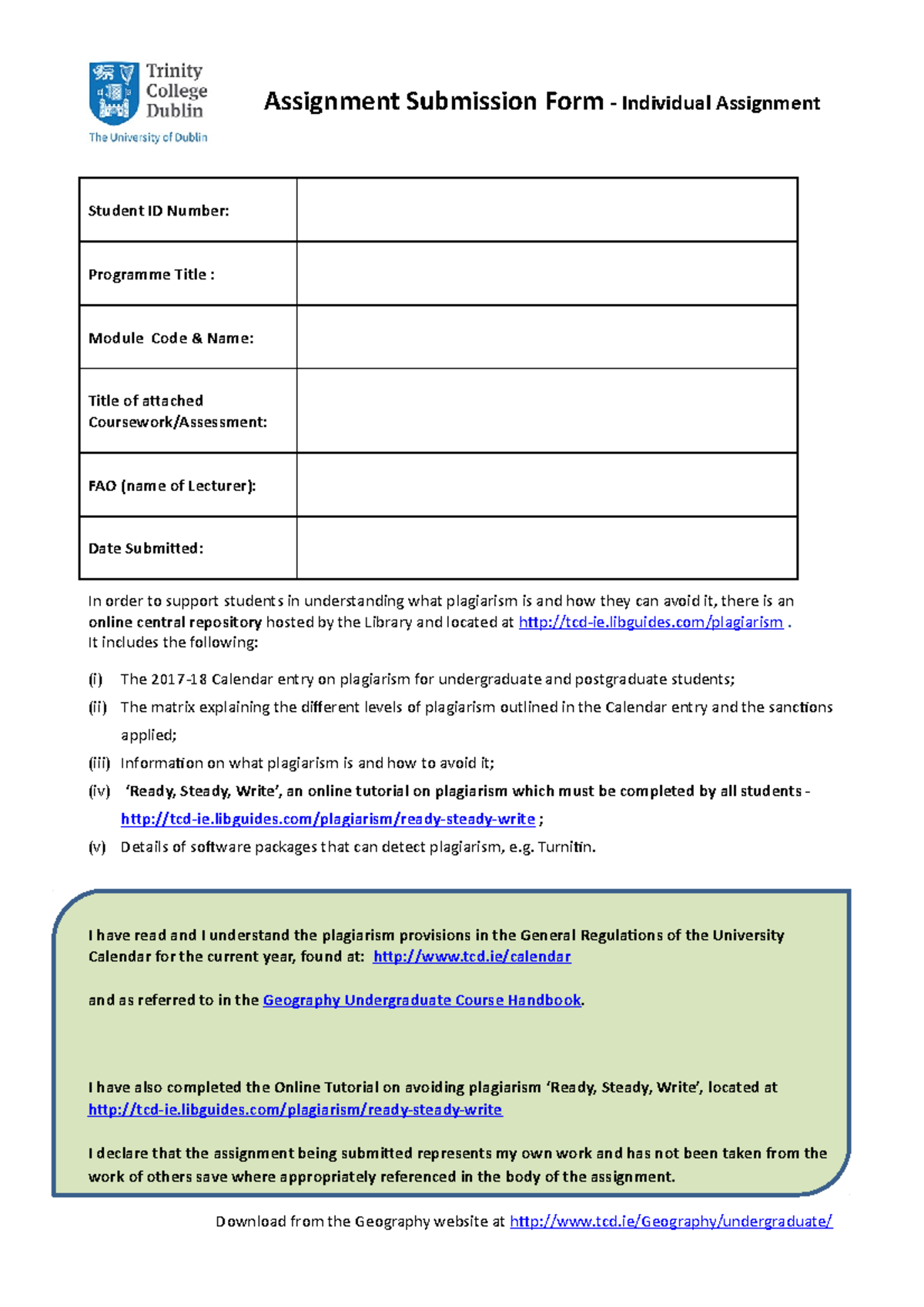 Assignment cover sheet - Assignment Submission Form - Individual ...