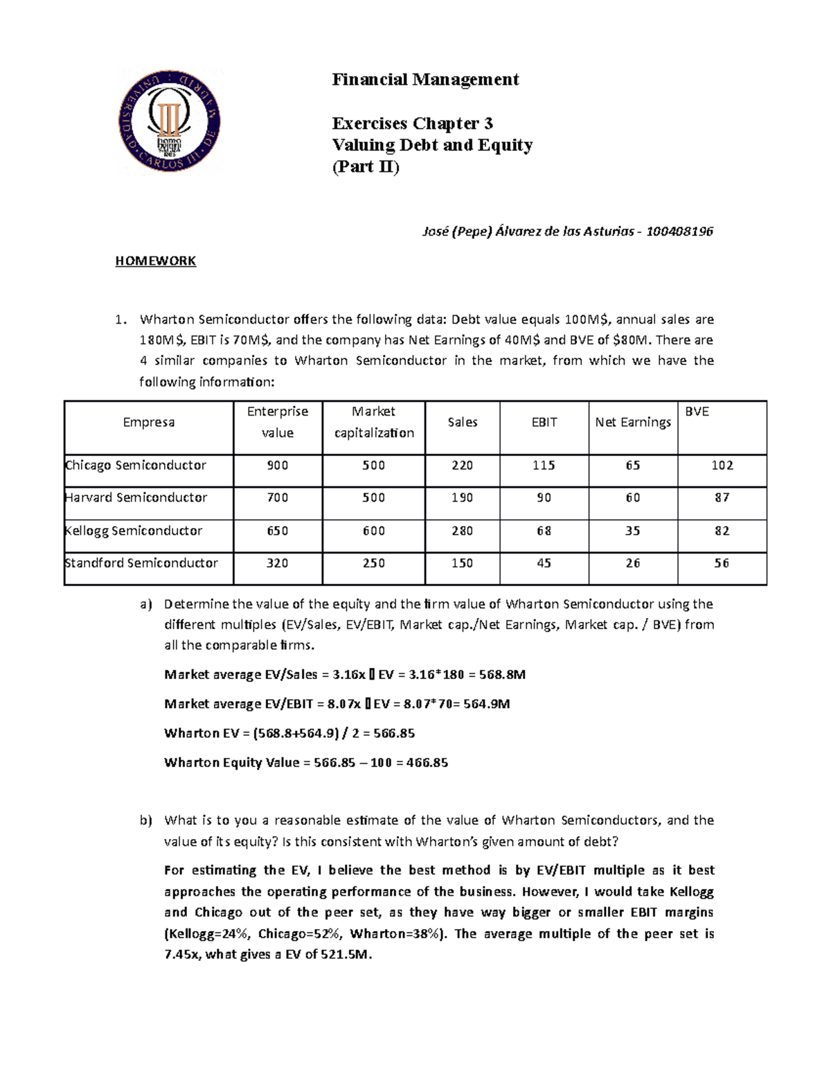 Exercises Ch 3.2 Homework-group 82-2 - Financial Management Exercises ...