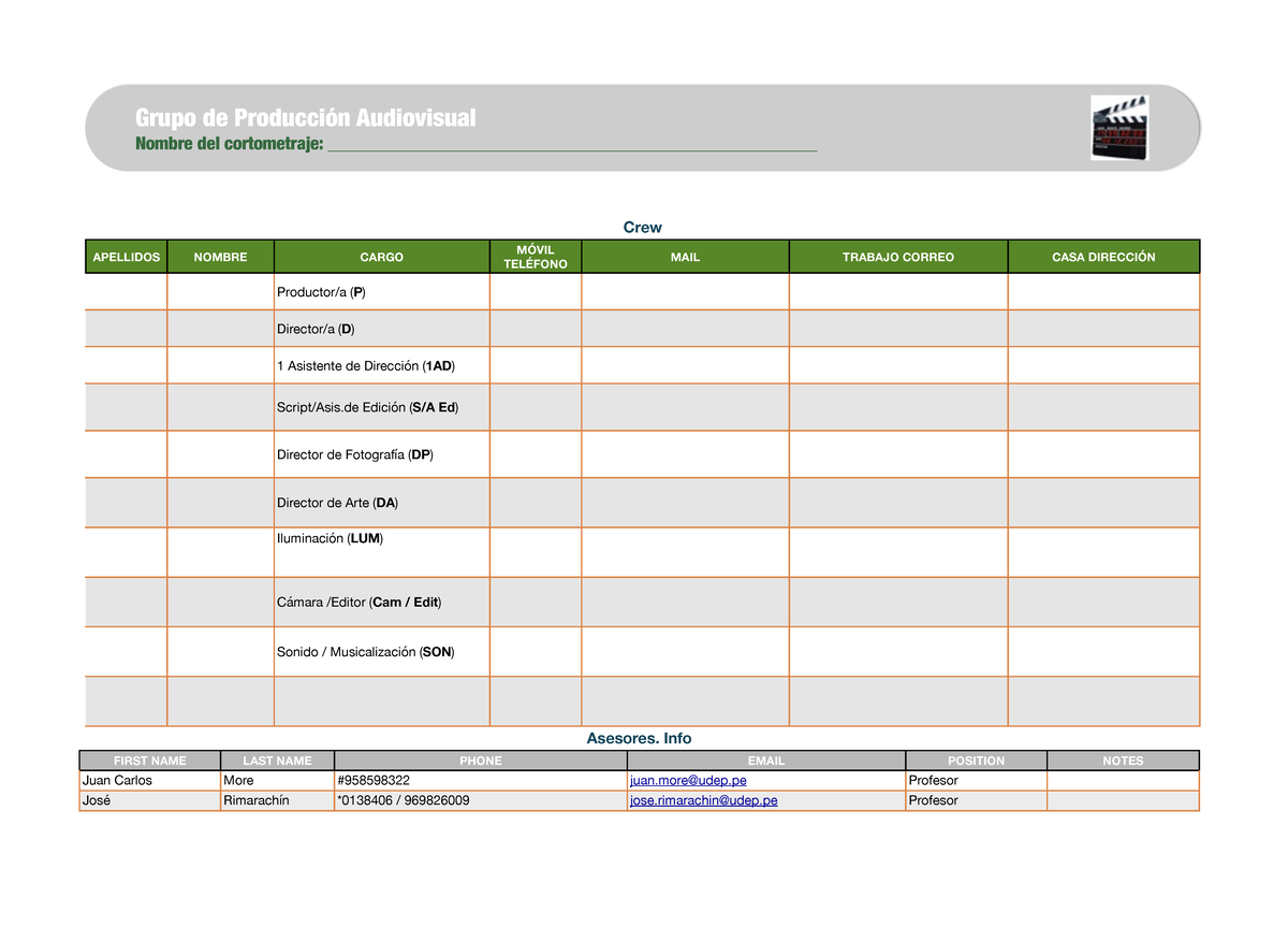 Grupos PPA formatos para el rodaje - Asesores. Info FIRST NAME LAST ...