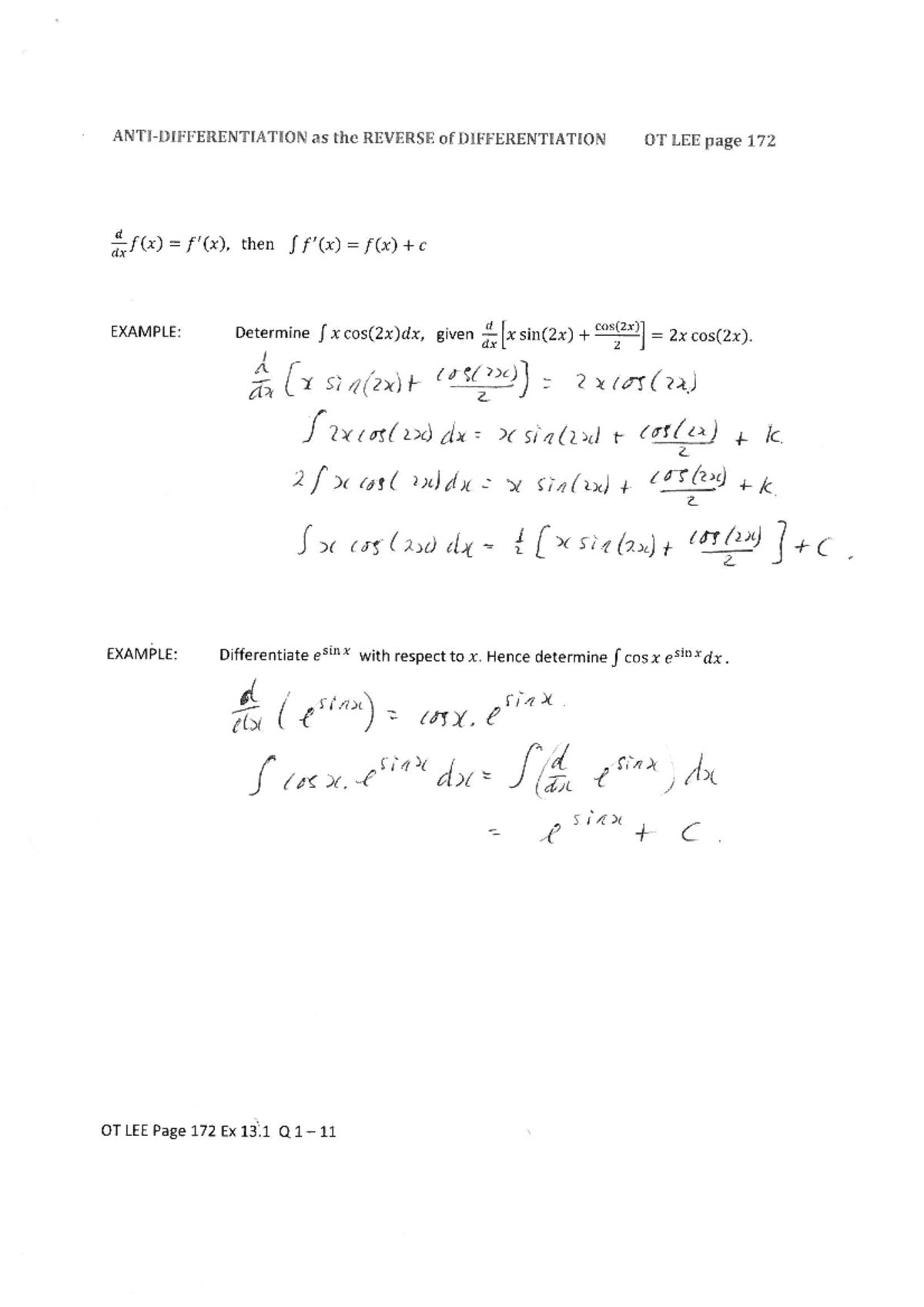 7Lesson 2 Review Anti differentiation Solutions - MATH1722 - Studocu