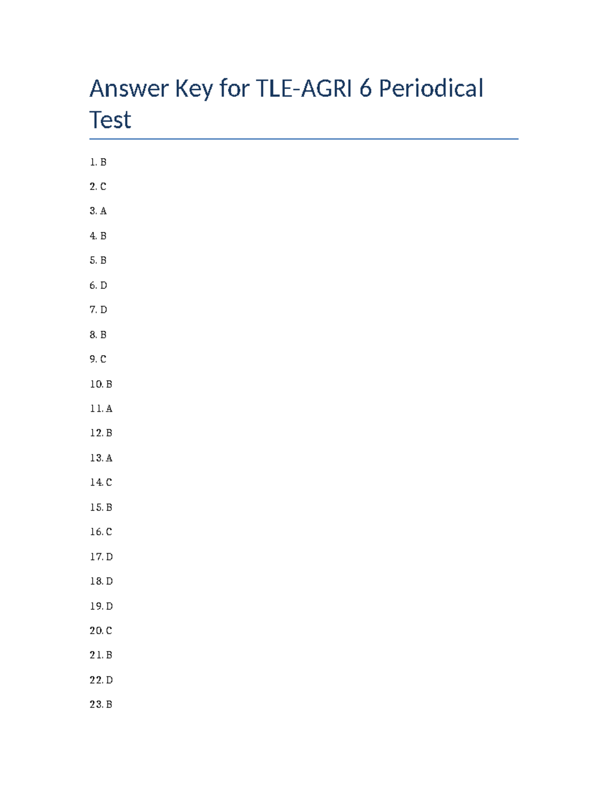 TLE-AGRI6 Answer Key - aaaaaaaaaaaaaaaaaaaaaaaa - Answer Key for TLE ...
