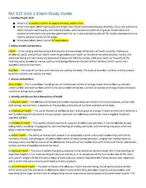 NU 332 Unit 2 Exam Study Guide - NU 332 Unit 2 Exam Study Guide Discuss ...