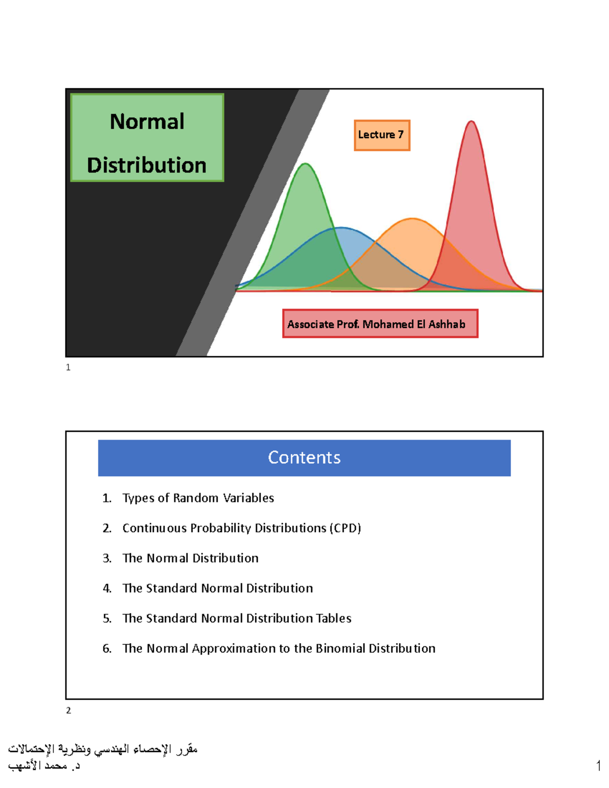 Lecture 7 - Continuous Probability Dsitributions - DistributionNormal ...