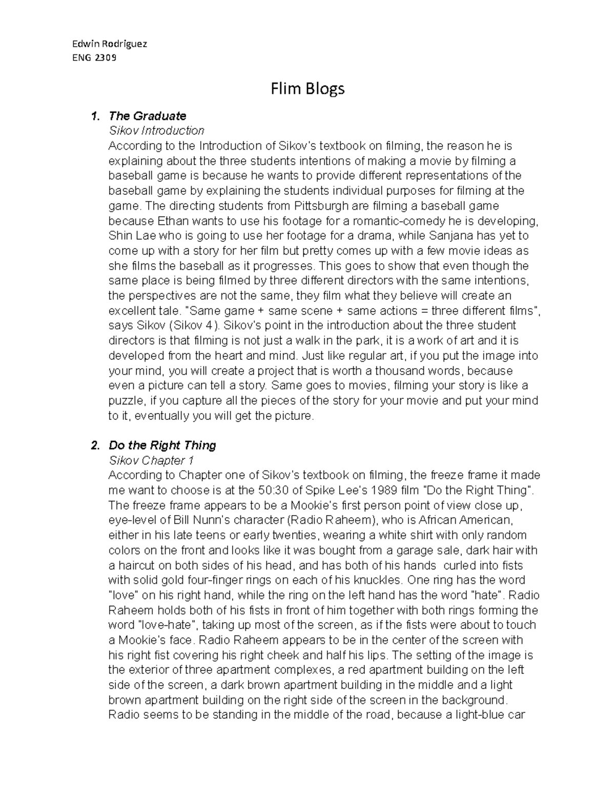 Flim Blogs - Brief descriptions of movies and how they are related to ...