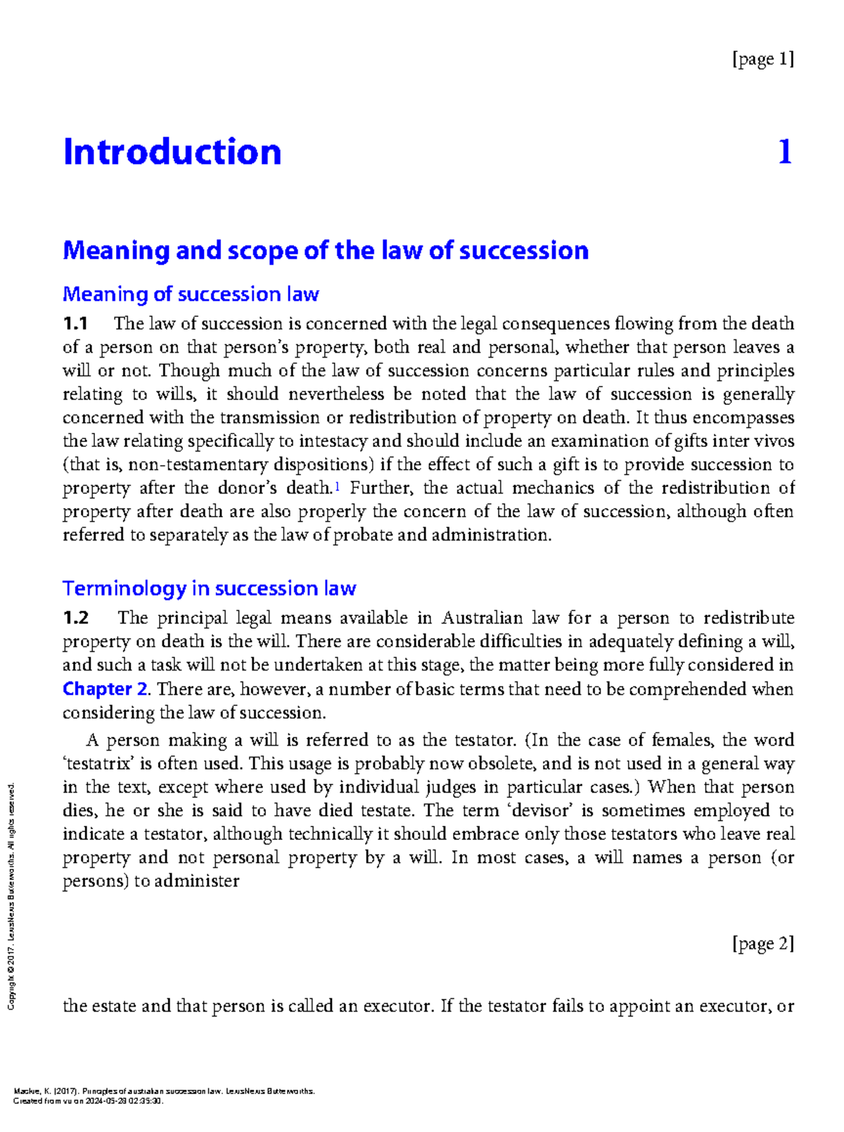 Principles of Australian Succession Law - (Table of Contents) - [page 1 ...