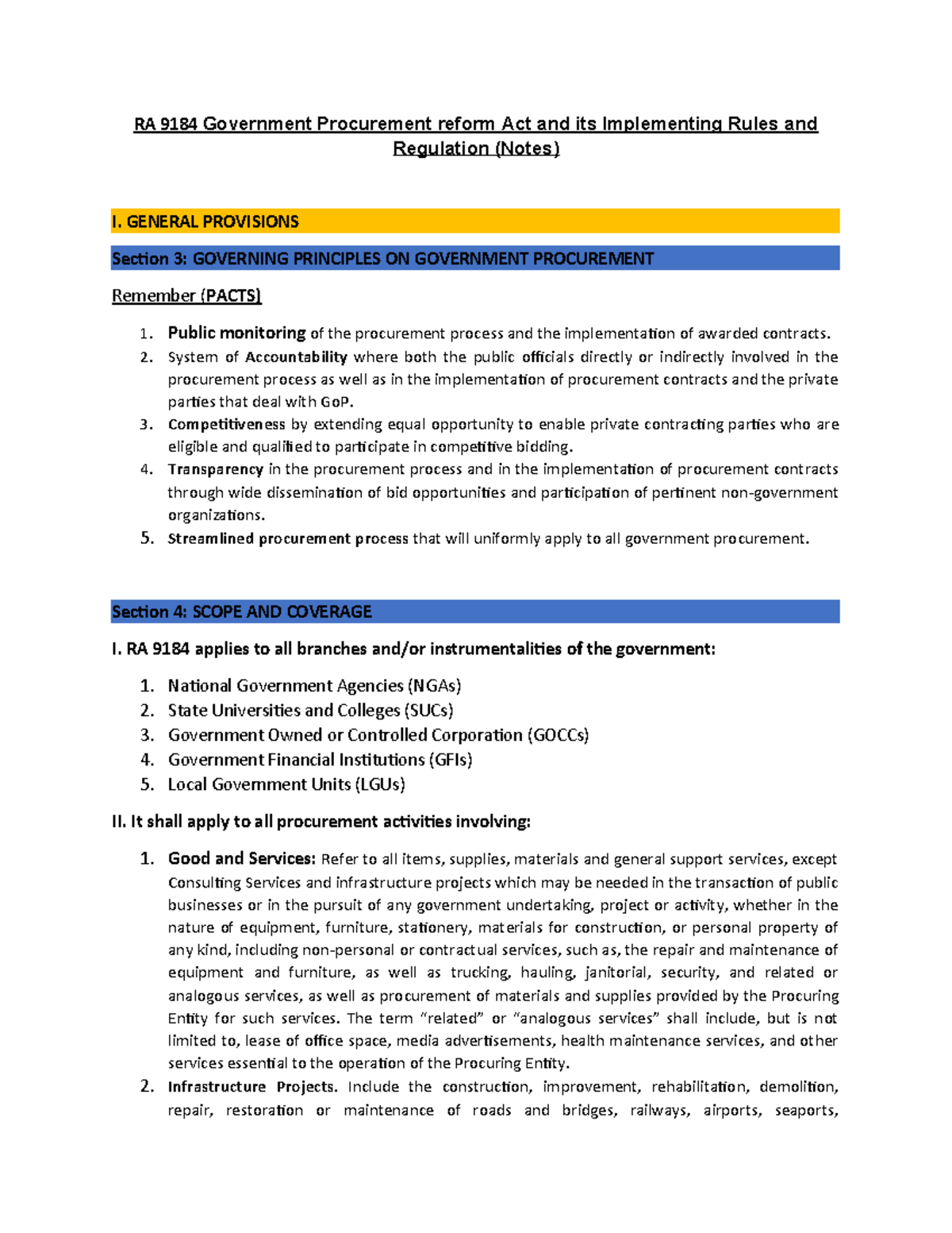 Toaz - RA 9184 Government Procurement reform Act and its Implementing ...