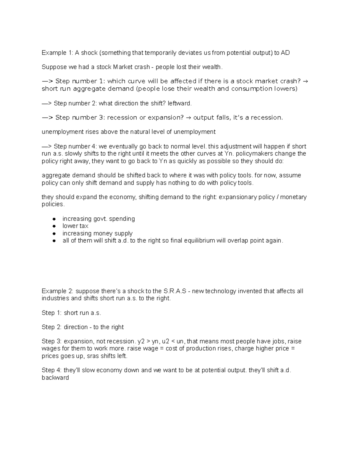 4 12 macro - prof shadmani - Example 1: A shock (something that ...