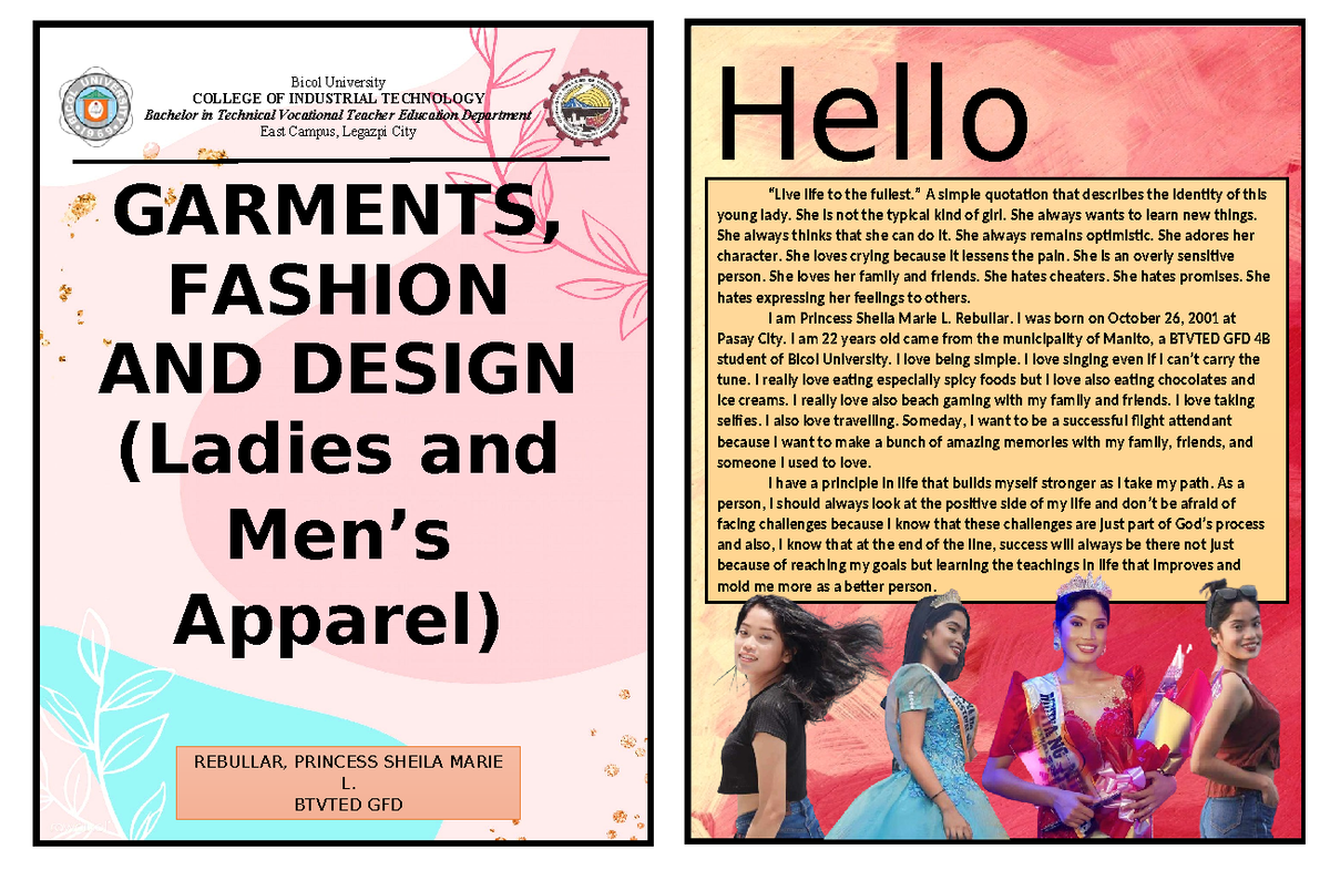 Notes - GARMENTS, FASHION AND DESIGN (Ladies and Men’s Apparel) Bicol ...