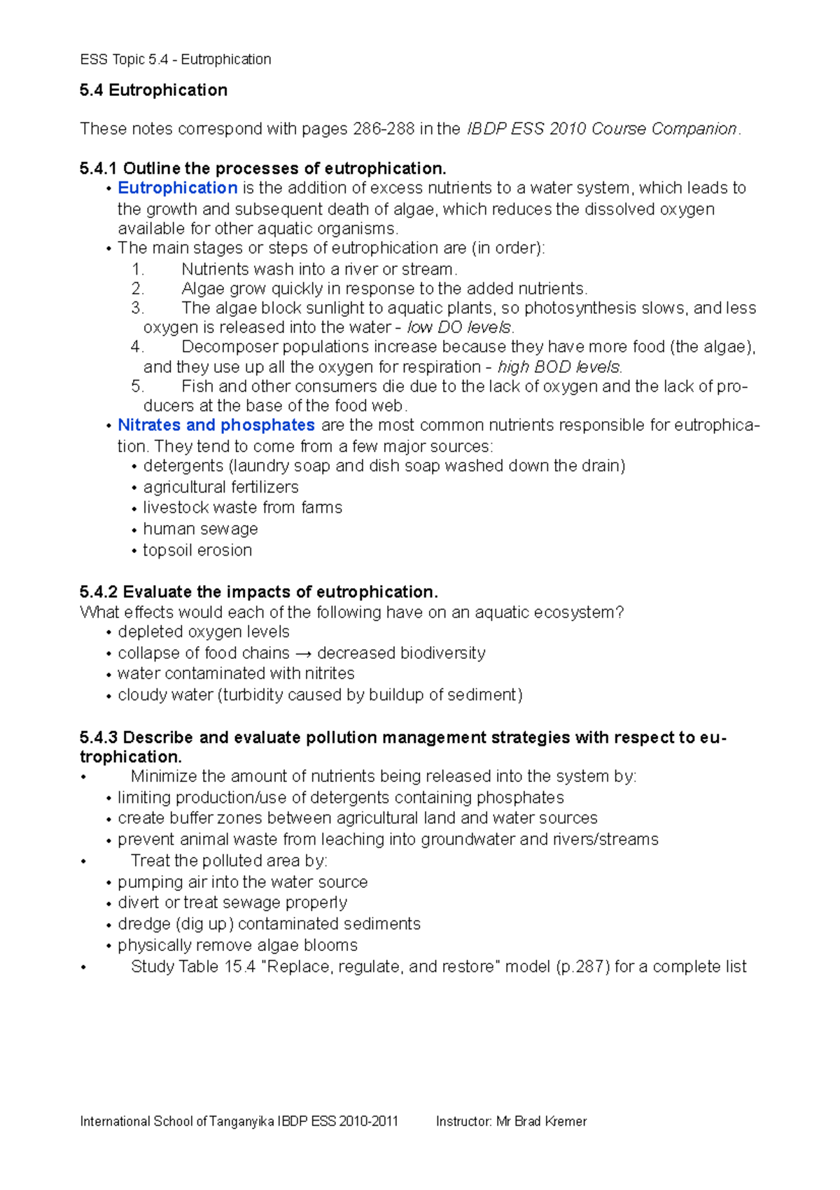 Ess topic 5 4 eutrophication - ESS Topic 5 - Eutrophication 5 ...