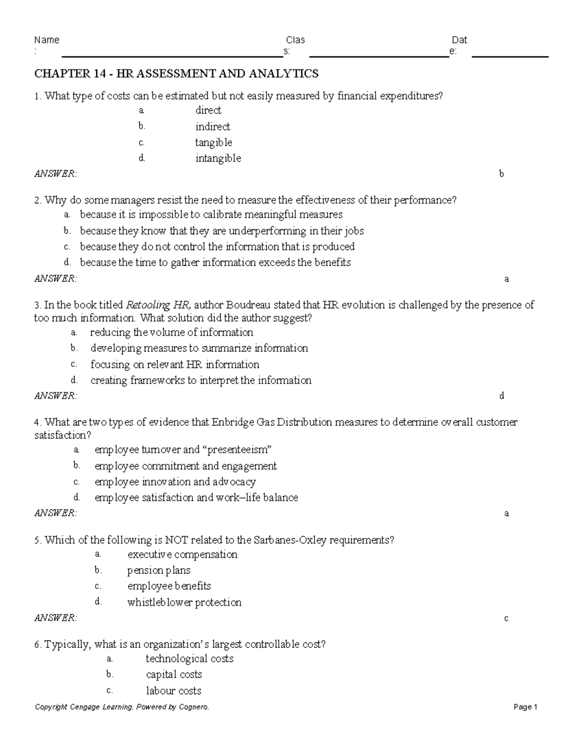 Chapter 14 HR Assessment AND Analytics - : s: e: CHAPTER 14 - HR ...