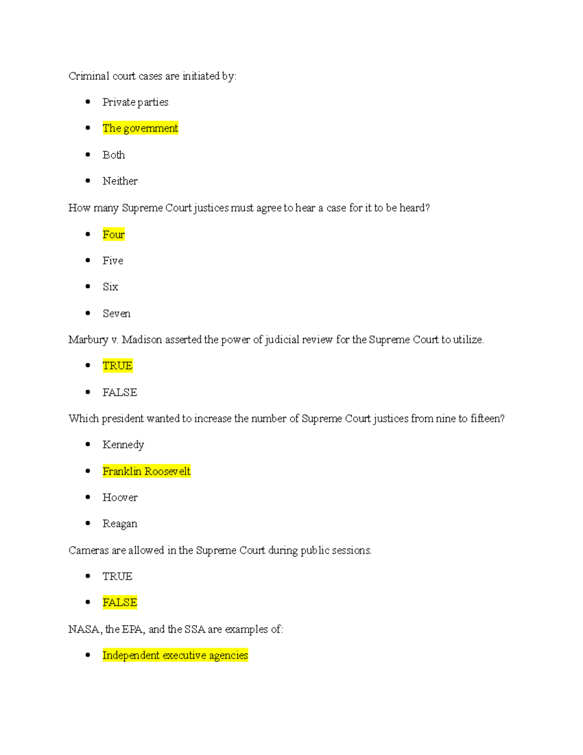 Unit 8 Quiz - PO200 Unit 8 Quiz Multiple Choice - Criminal court cases ...