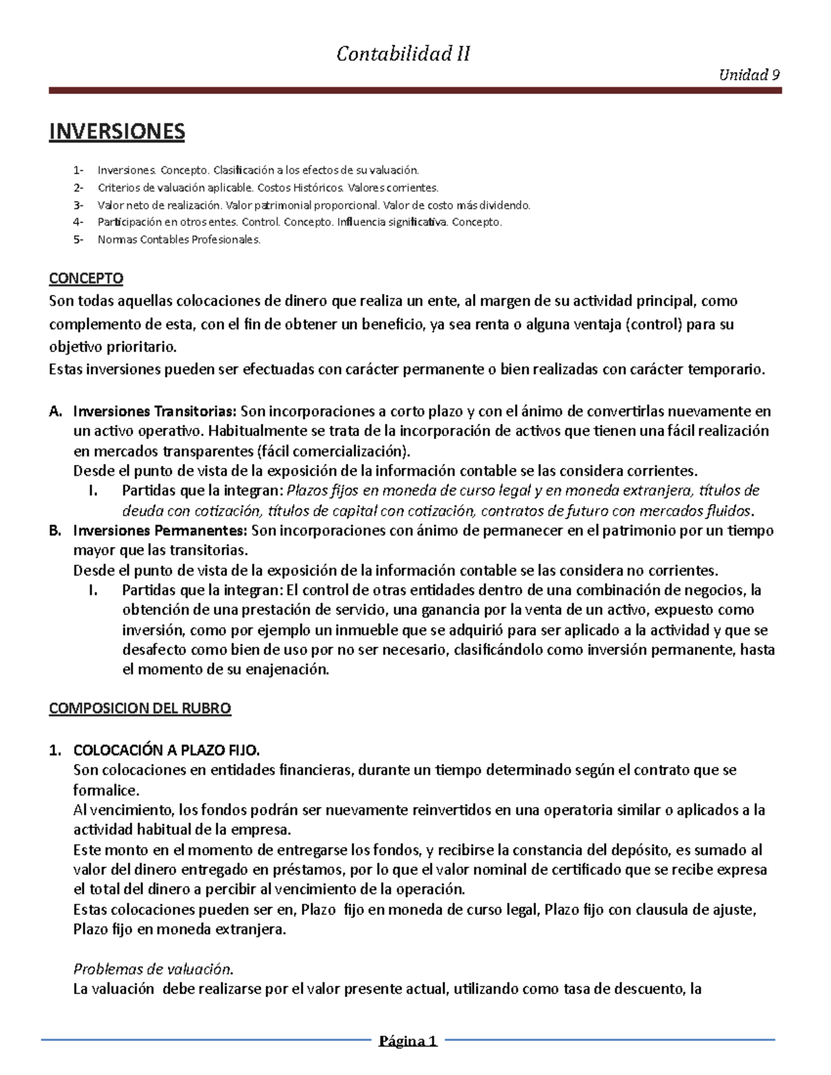 U9 - Inversiones - Contabilidad 2, Unidad 9 - Unidad 9 INVERSIONES 1 ...