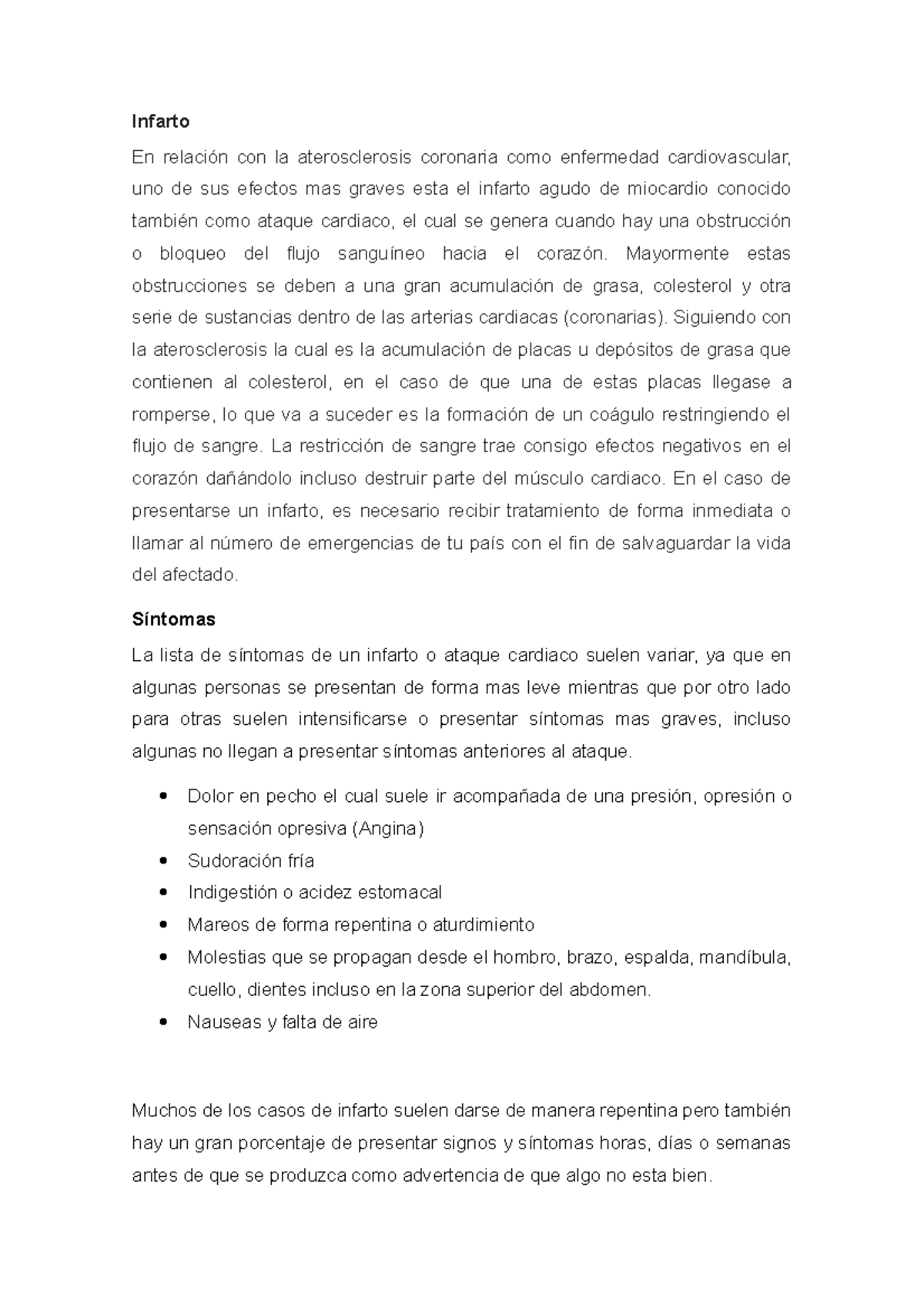Infarto - dededed - Infarto En relación con la aterosclerosis coronaria ...