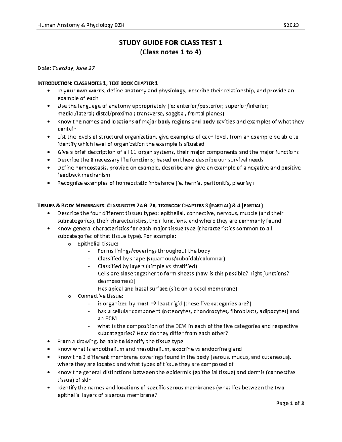 Study guides combined for final exam - STUDY GUIDE FOR CLASS TEST 1 ...