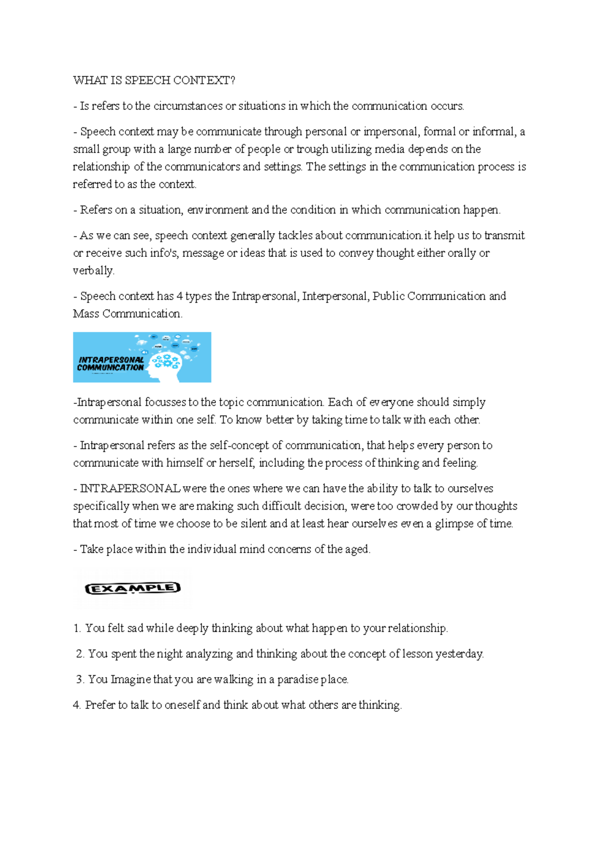 ORAL Communication Group 1 - WHAT IS SPEECH CONTEXT? Is refers to the ...