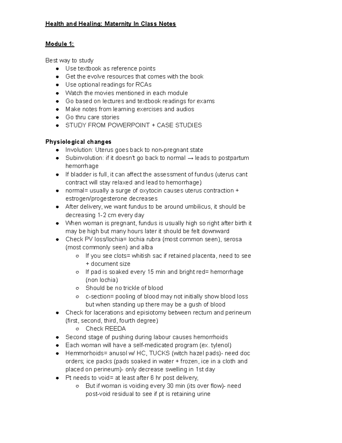 Health and Healing Maternity Module 1 - Health and Healing: Maternity ...