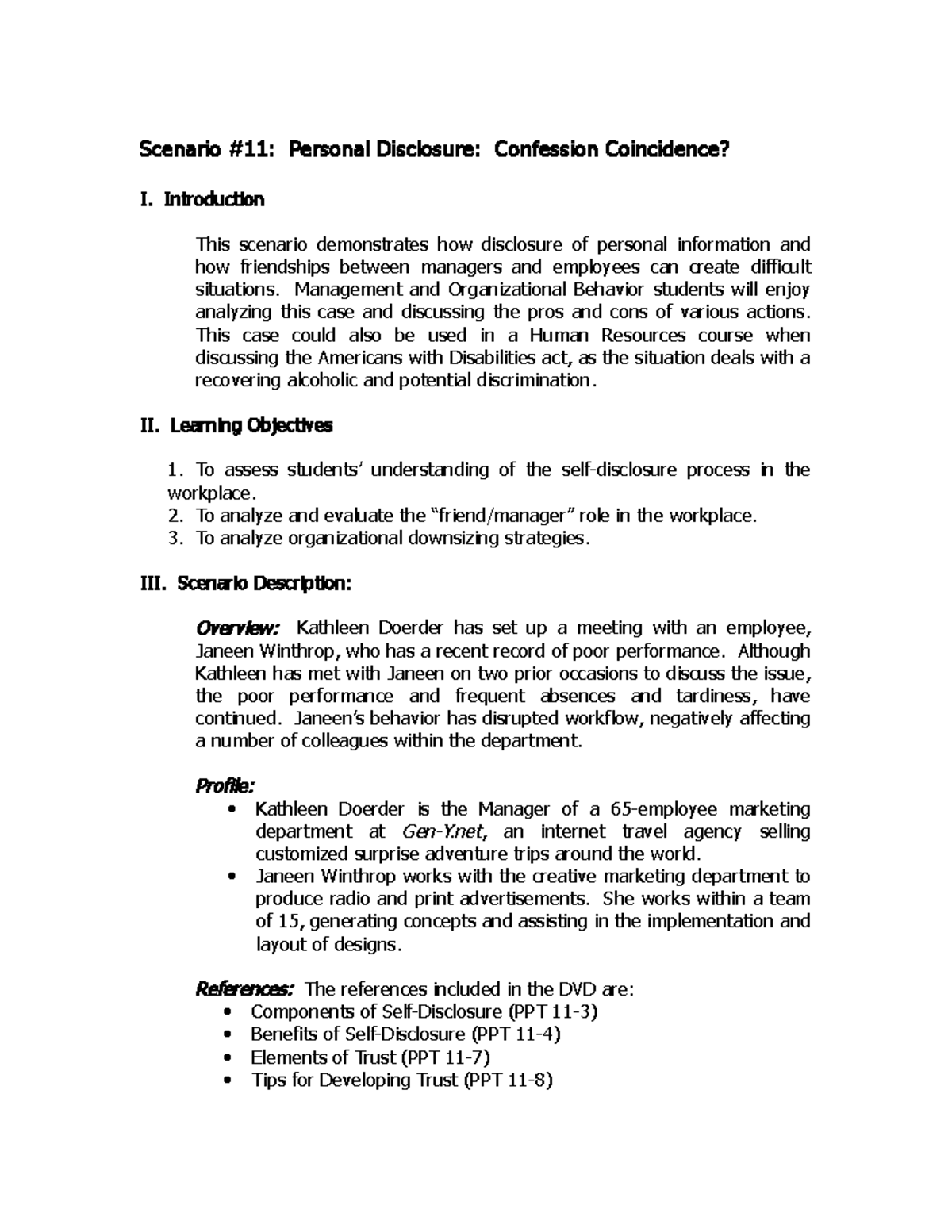 T01 HS Personal Disclosure - Scenario # 11 : Personal Disclosure ...