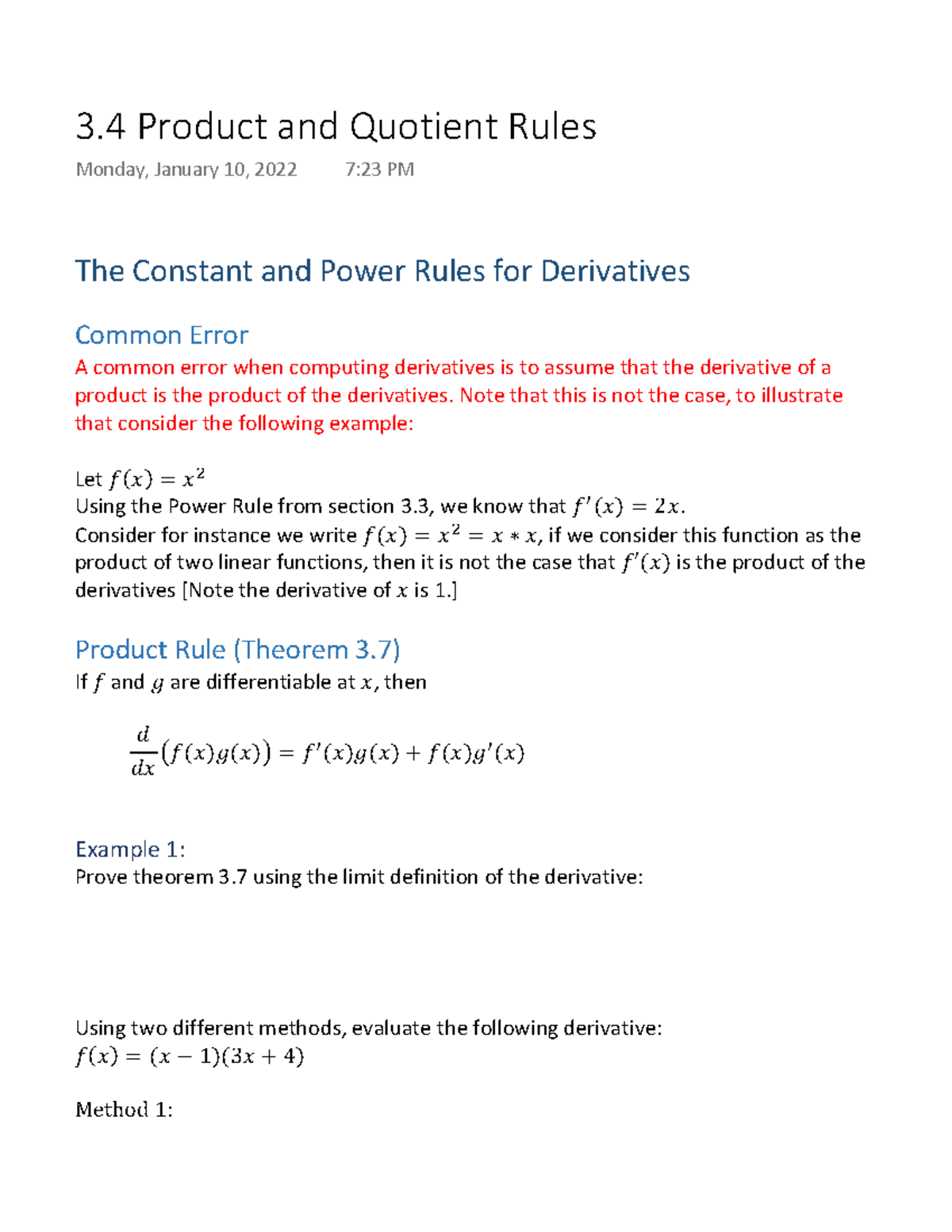 3.4 Product and Quotient Rules - The Constant and Power Rules for ...