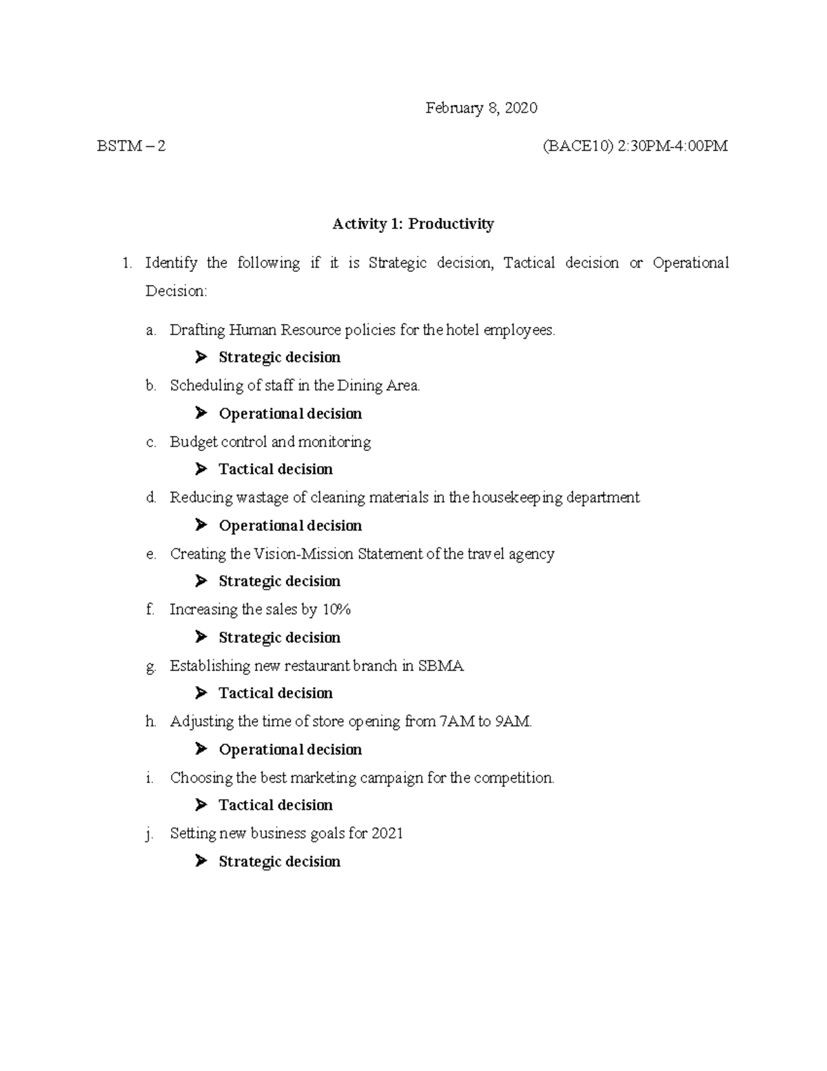 BACE 10 - ACTIVITY #1_ - February 8, 2020 BSTM – 2 (BACE10) 2:30PM-4 ...