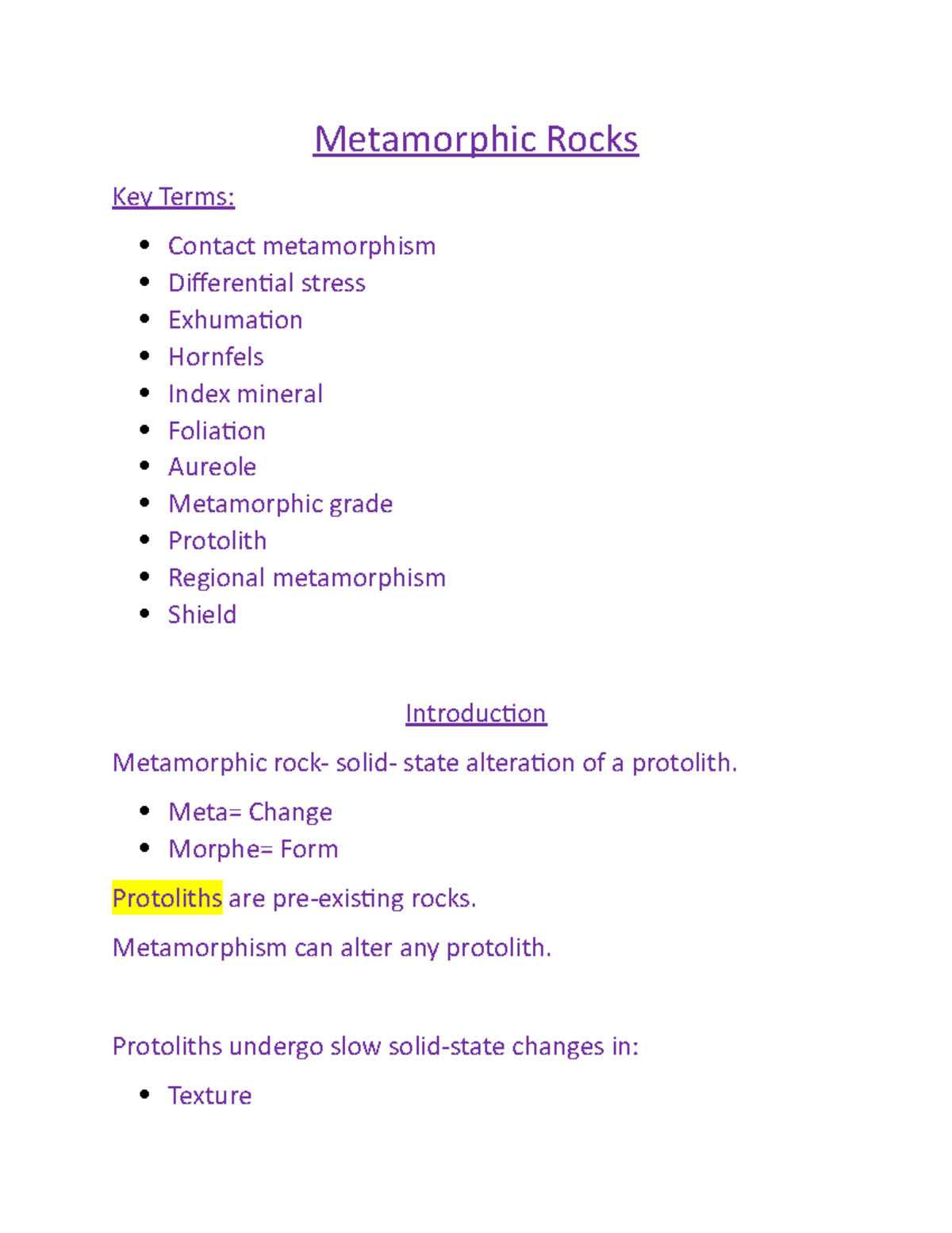 Metamorphic Rocks - Metamorphic Rocks Key Terms: Contact metamorphism ...