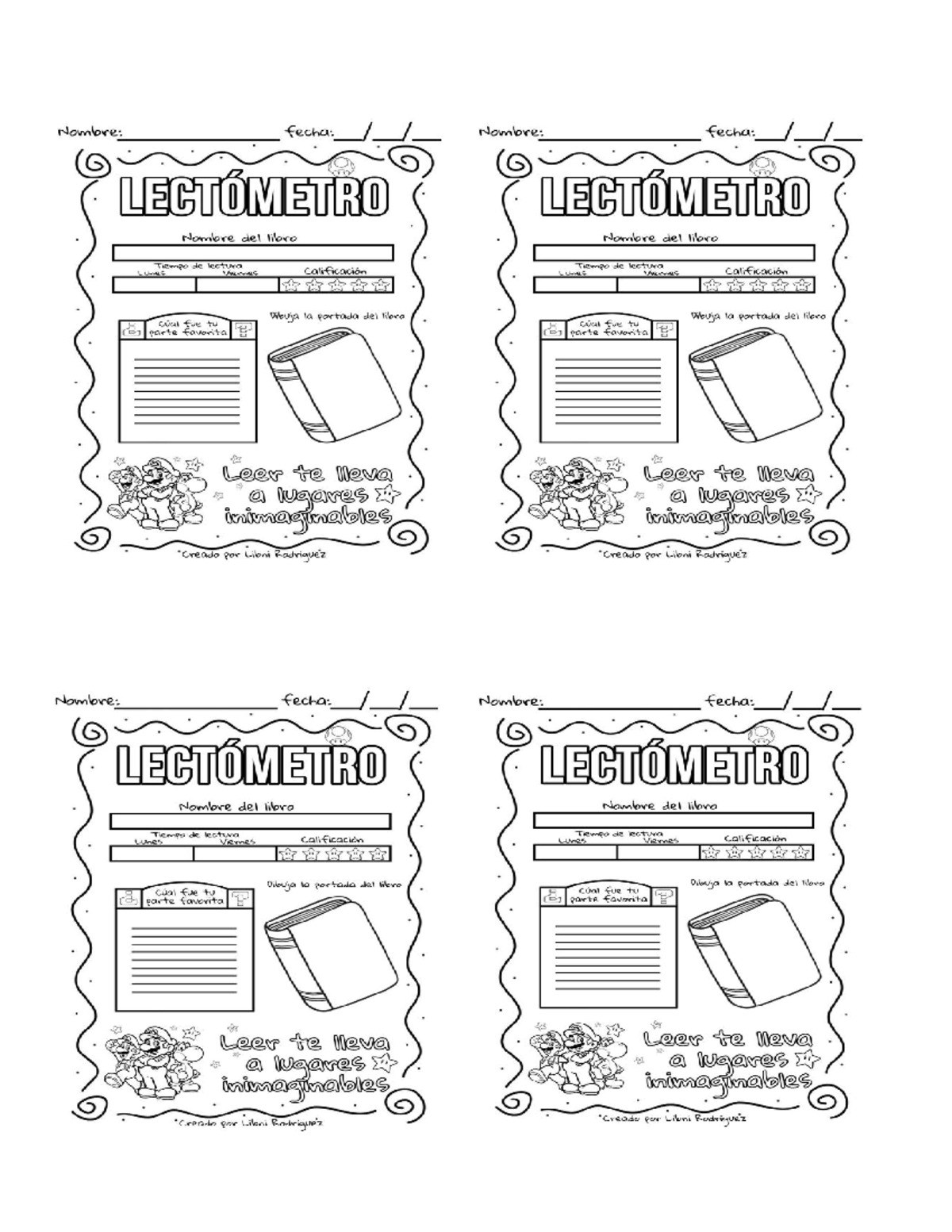 Fichas DE Lectura 2 -.,lokh - Nombre: fecha: Nombre: fecha: LECTOMETRO ...