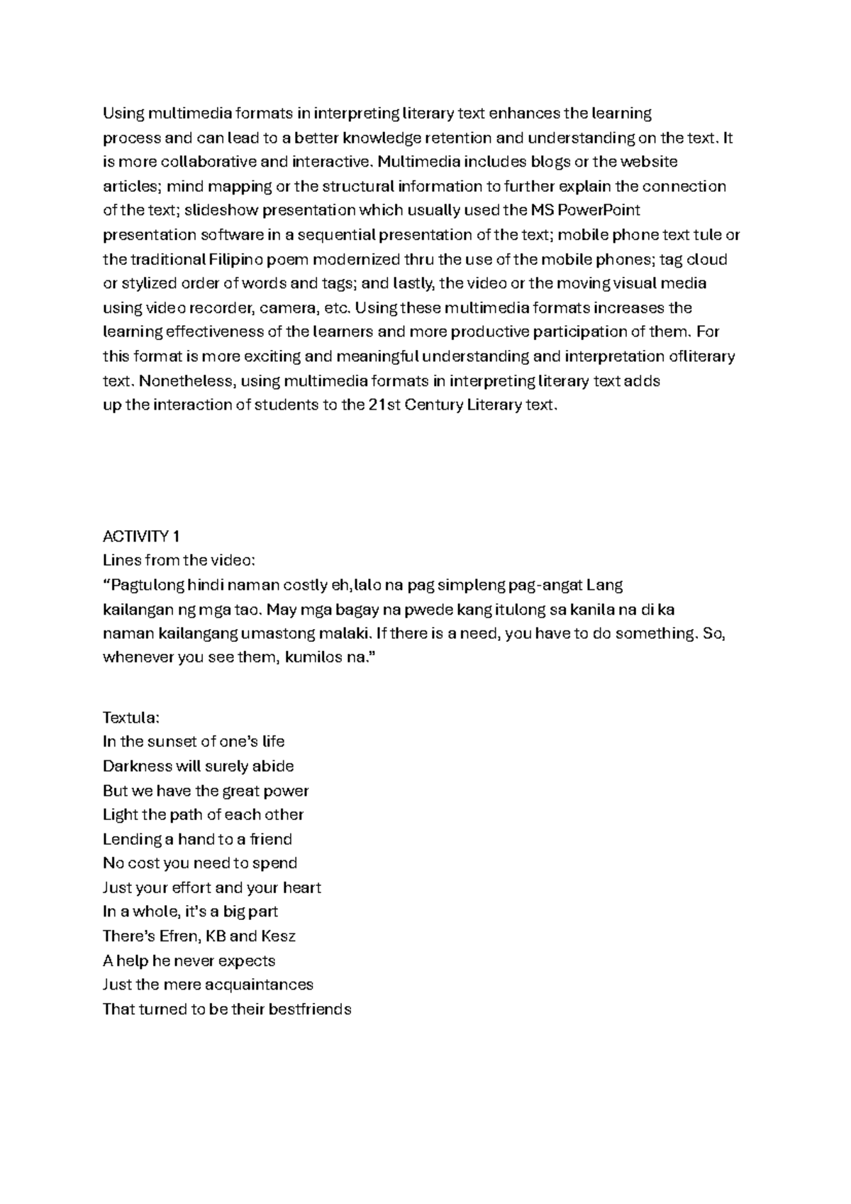 21ST Century Literature - Using multimedia formats in interpreting ...