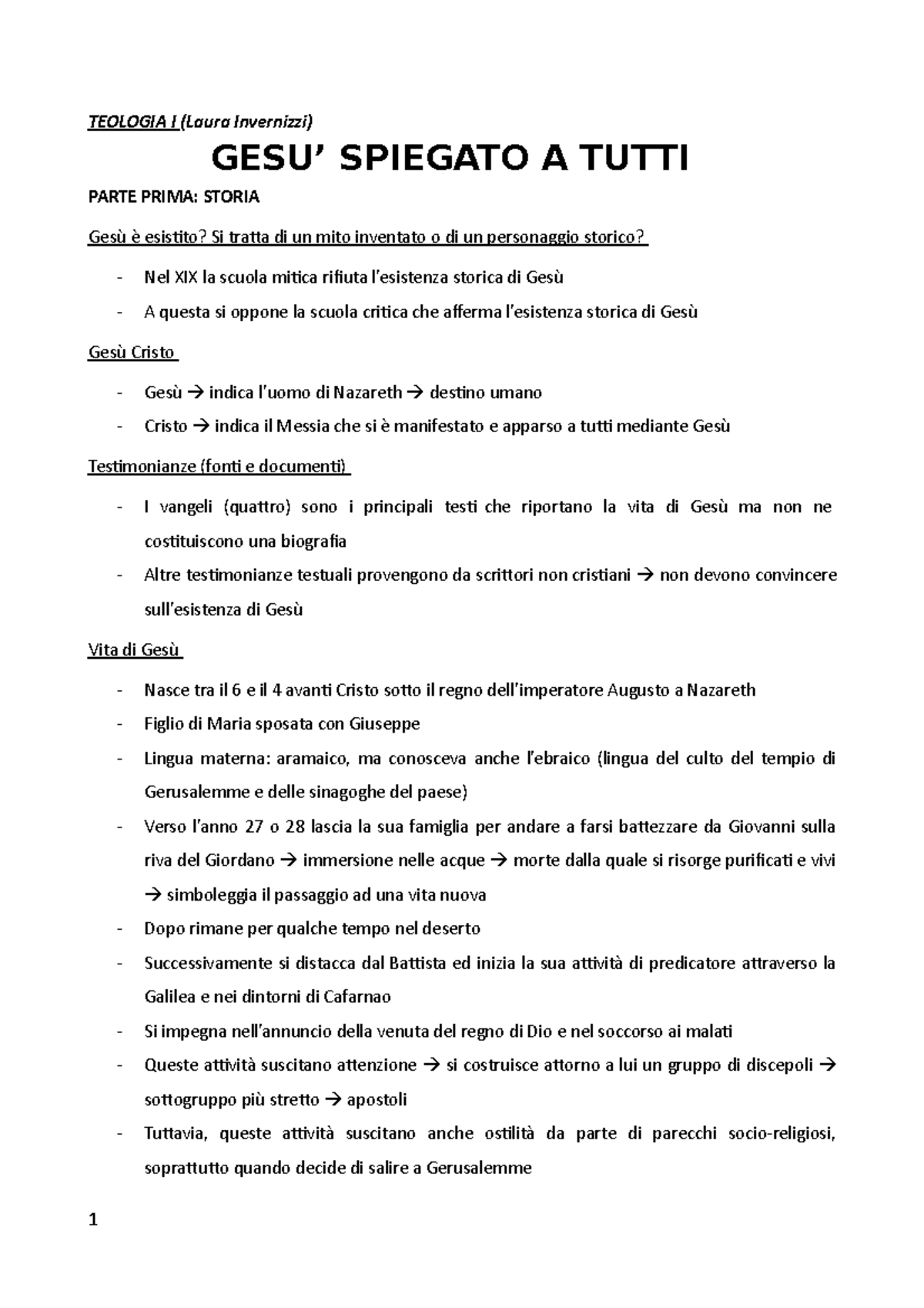 Gesù spiegato a tutti (teologia 1, Laura Invernizzi) - TEOLOGIA I ...