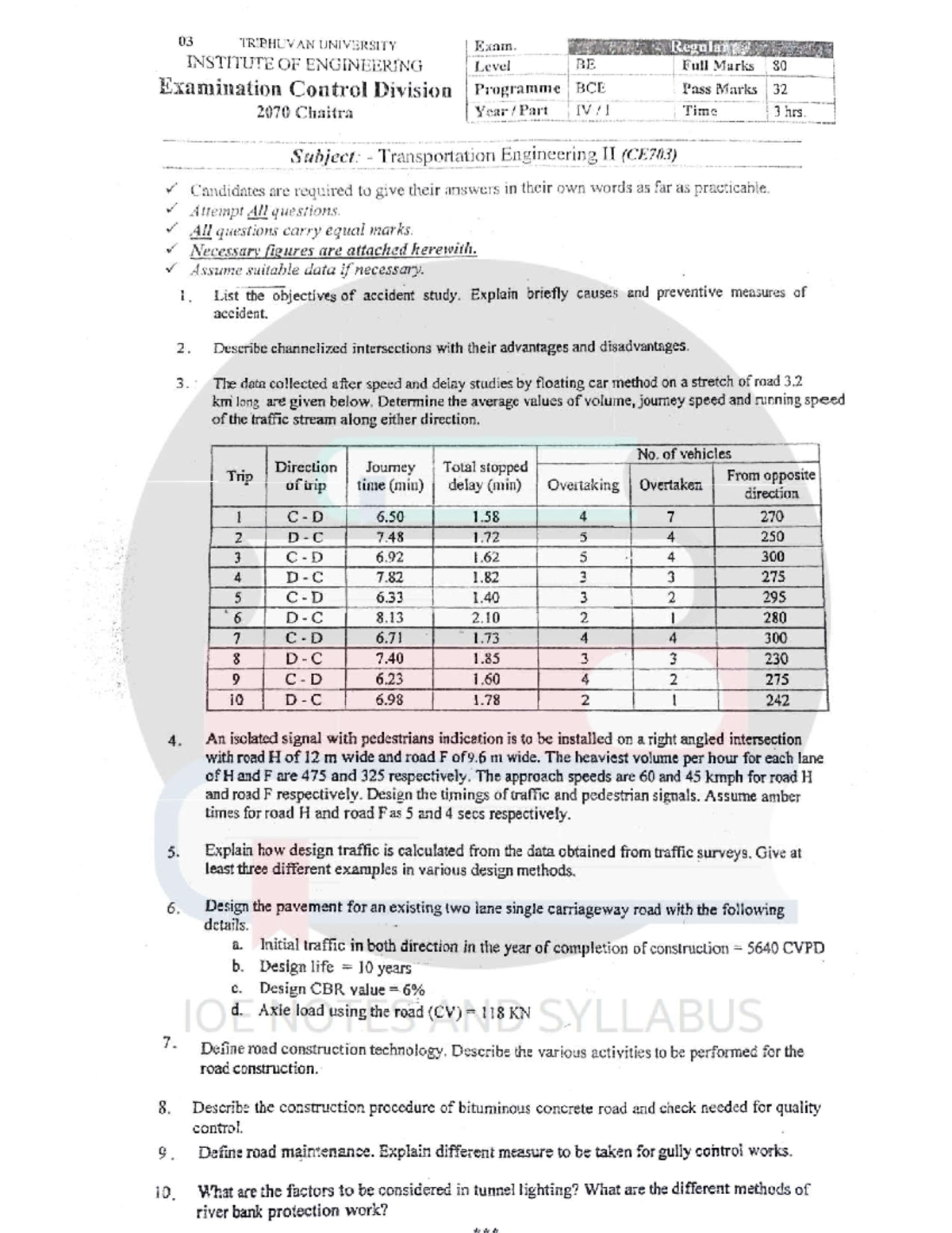Transportation Engineering II - Bachelors in Civil Engineering - Studocu