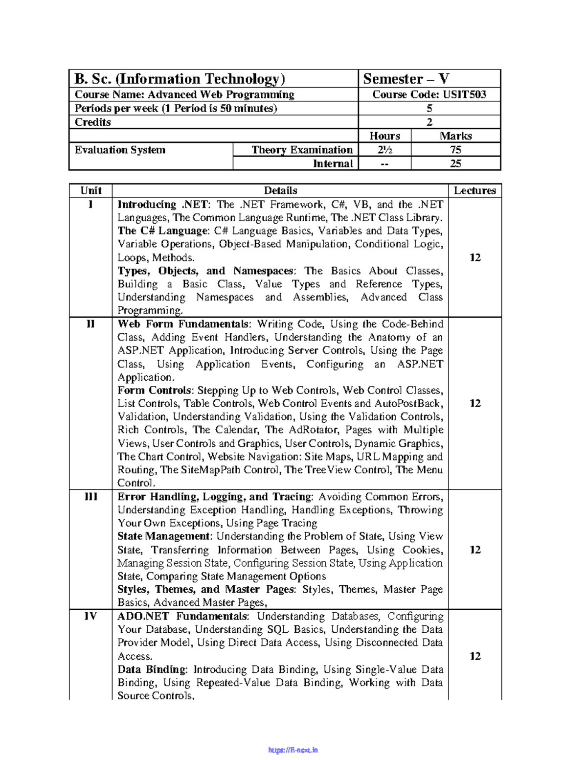 TYIT Syllabus - 10 B. Sc. (Information Technology) Semester – V Course ...