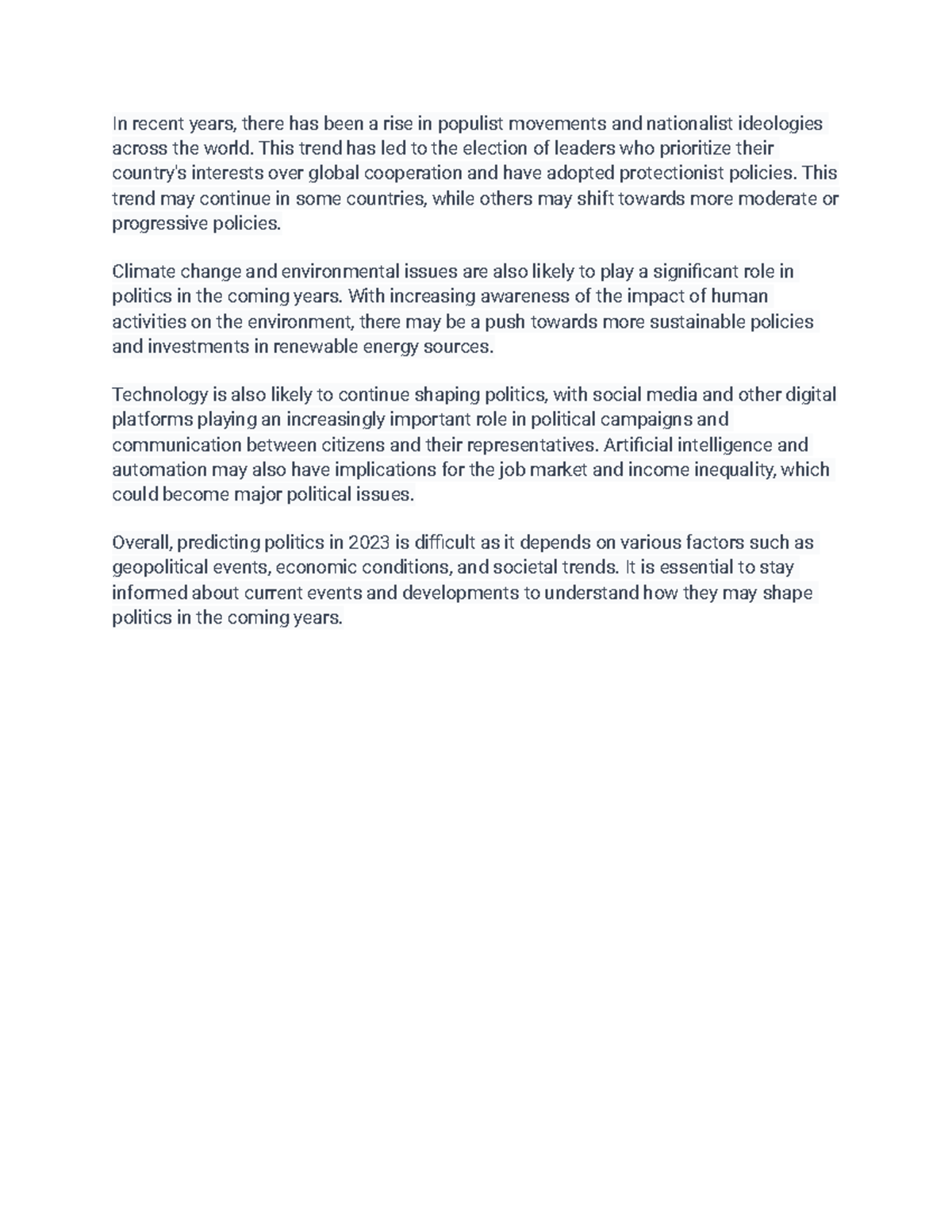 Politics in 2023 - Basically my ENGL PROF made me write random essays ...