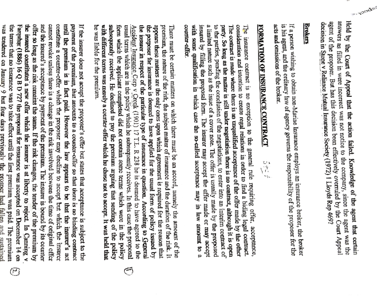 Insurance notes hqndout - Evidence law - Studocu