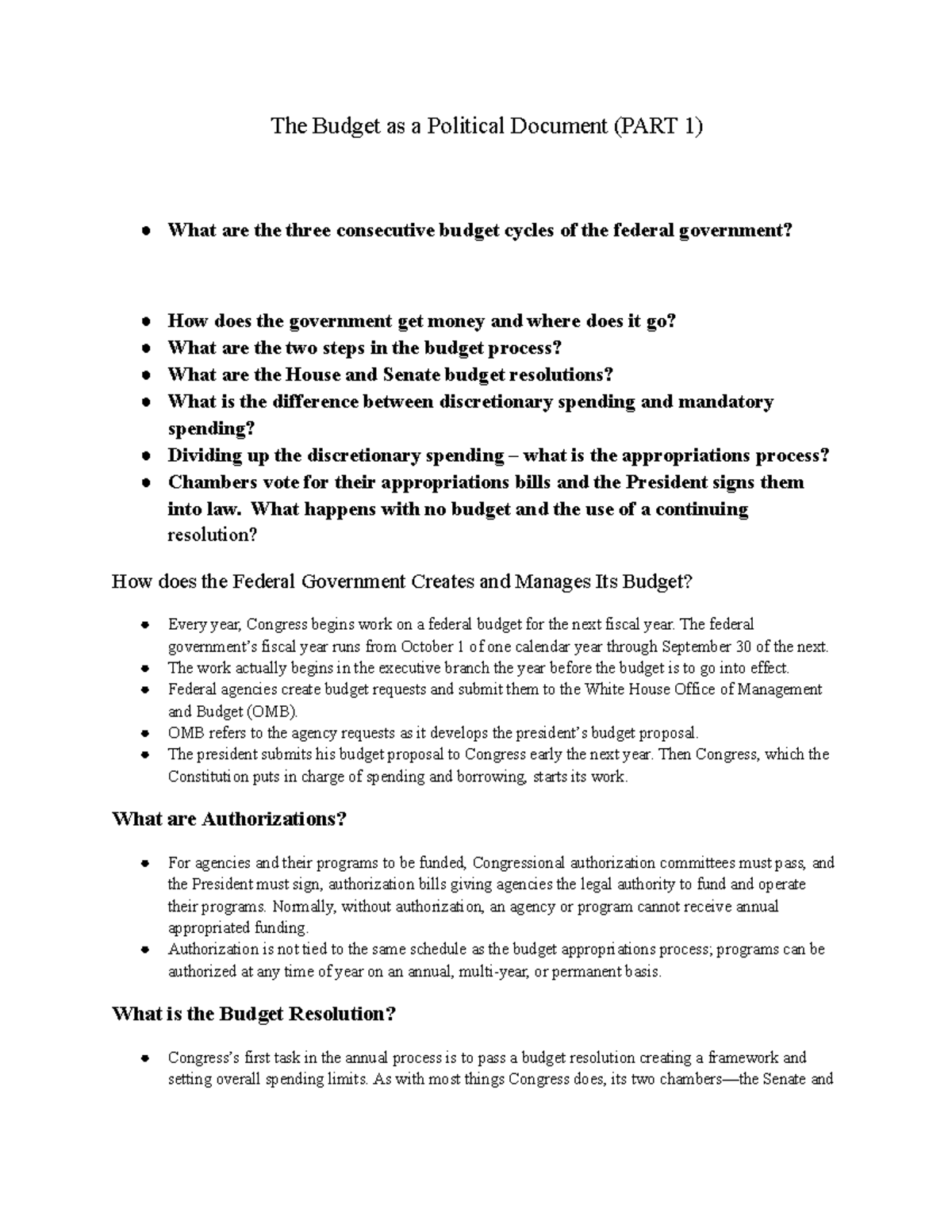 Executive Branch 13 - The Budget as a Political Document (PART 1 ...